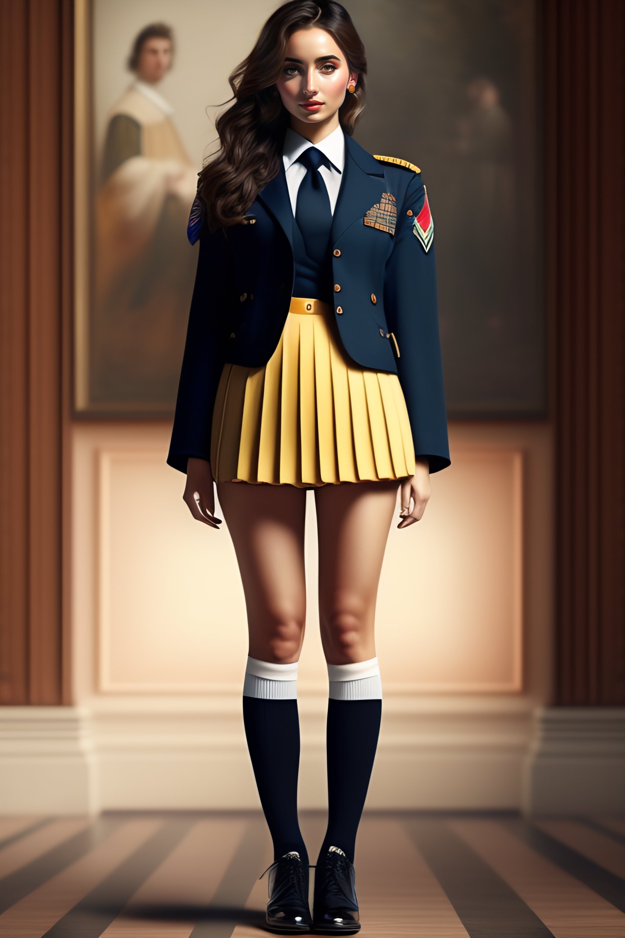 Lexica - Ana de Armas - un, school uniform, seifuku, pleated miniskirt ...