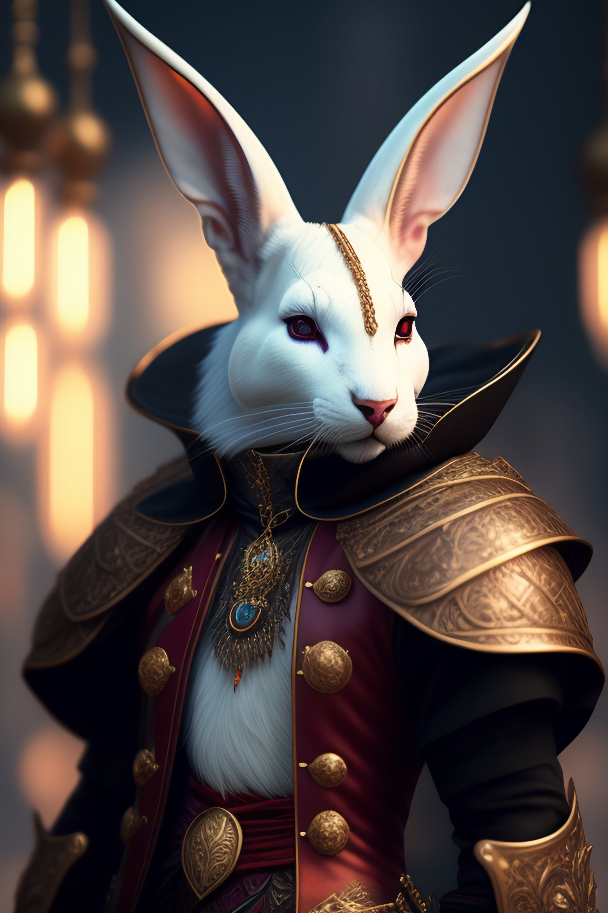 Lexica - An anthropomorphic white rabbit male wizard face dressed as a ...