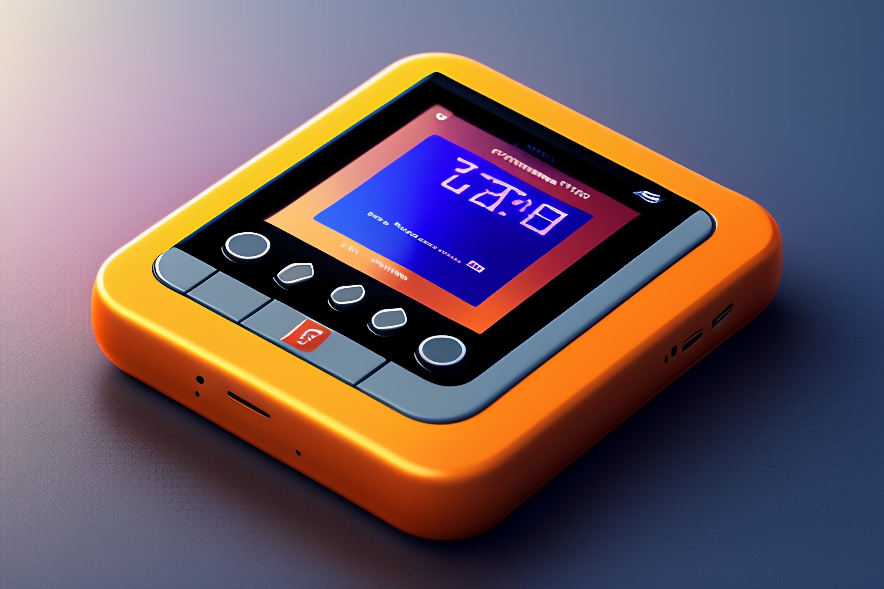 Lexica - A square Ios app icon design of a skeuomorphic gameboy, front view