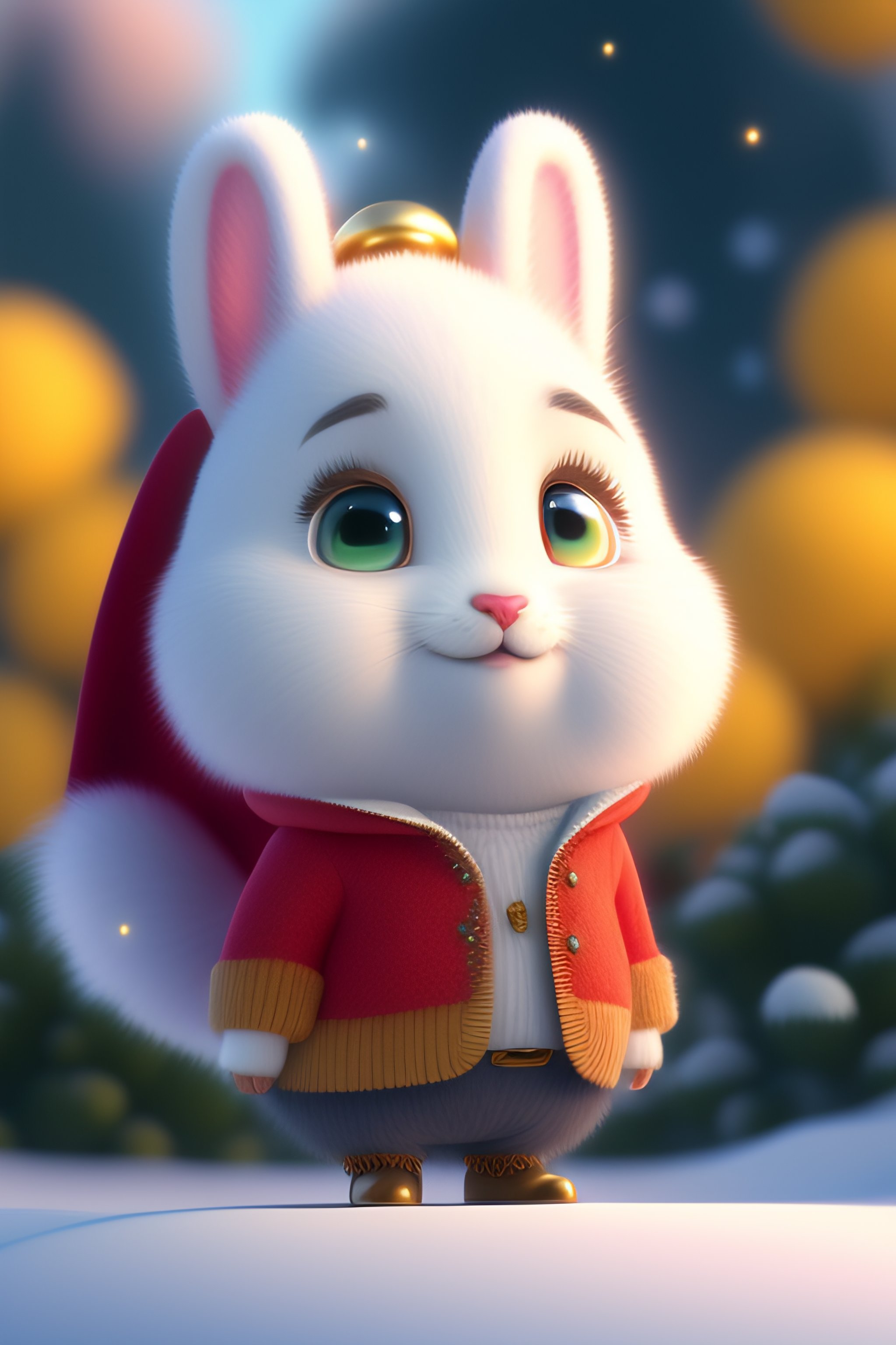 Lexica - Pixar style,a super cute and happy white fairy rabbit ,wear ...