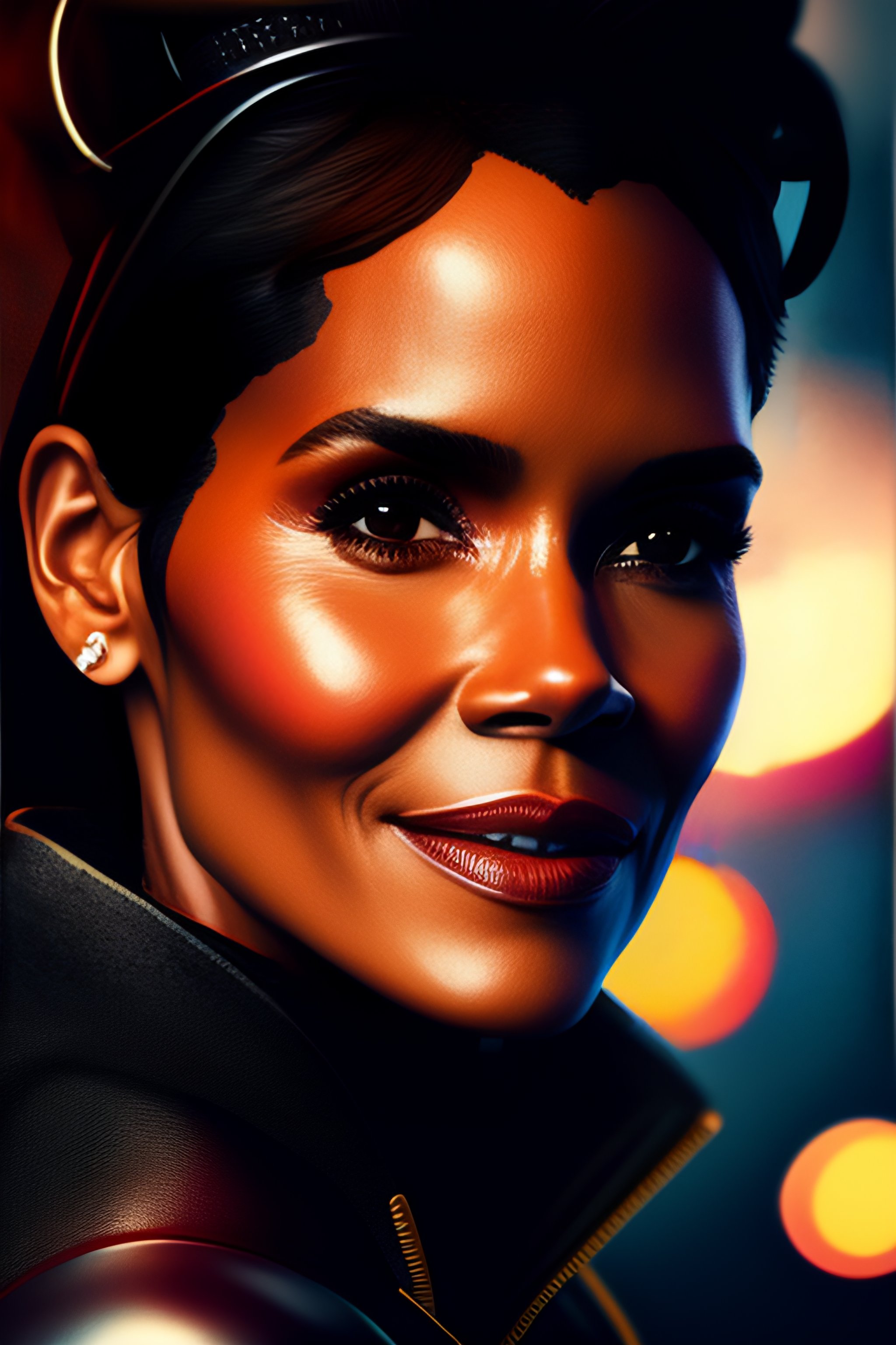 Lexica - A film still of halle berry dressed as catwoman , vibrant ...