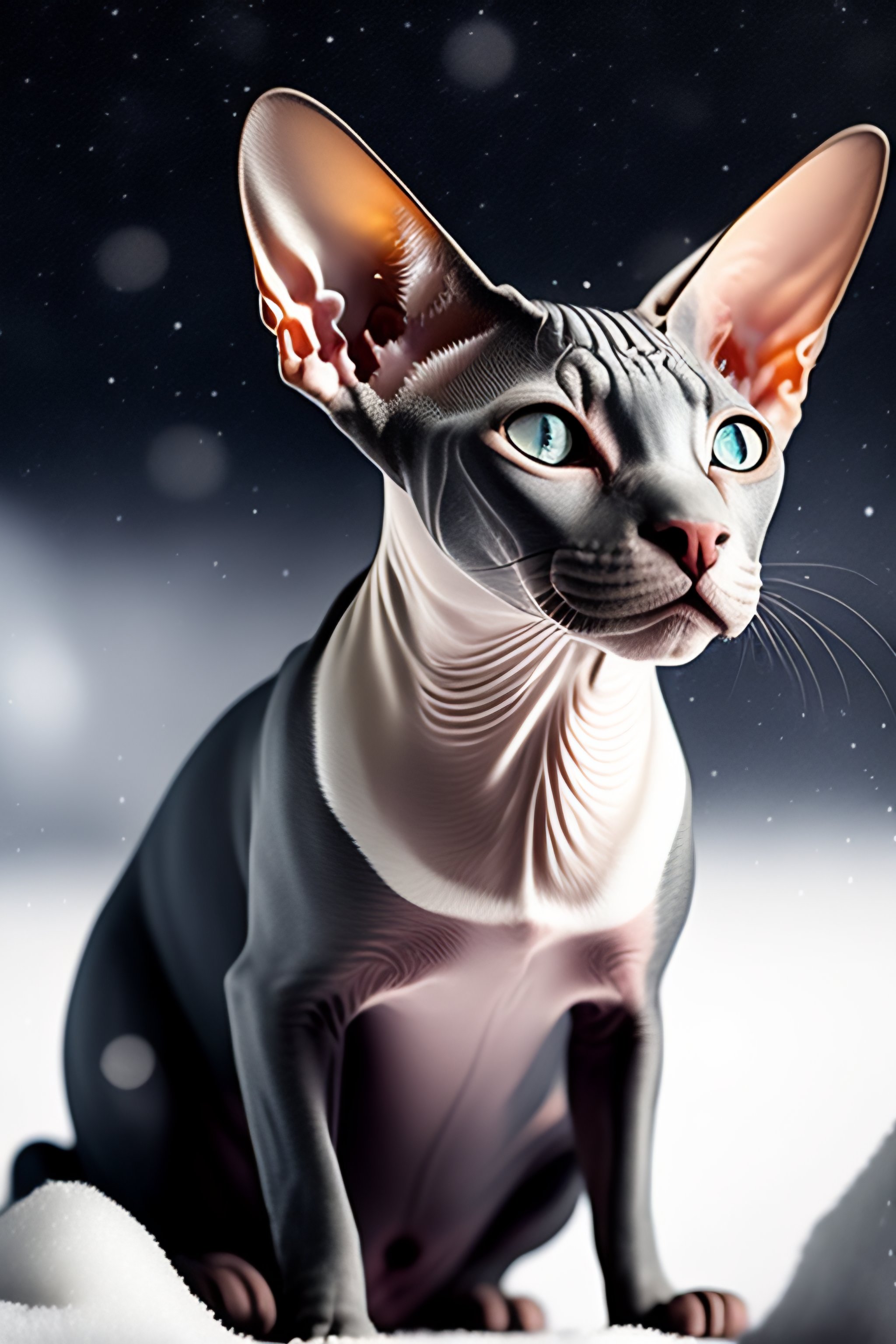 Lexica - Fantastical Sphynx cat with small ears , with two wings and ...