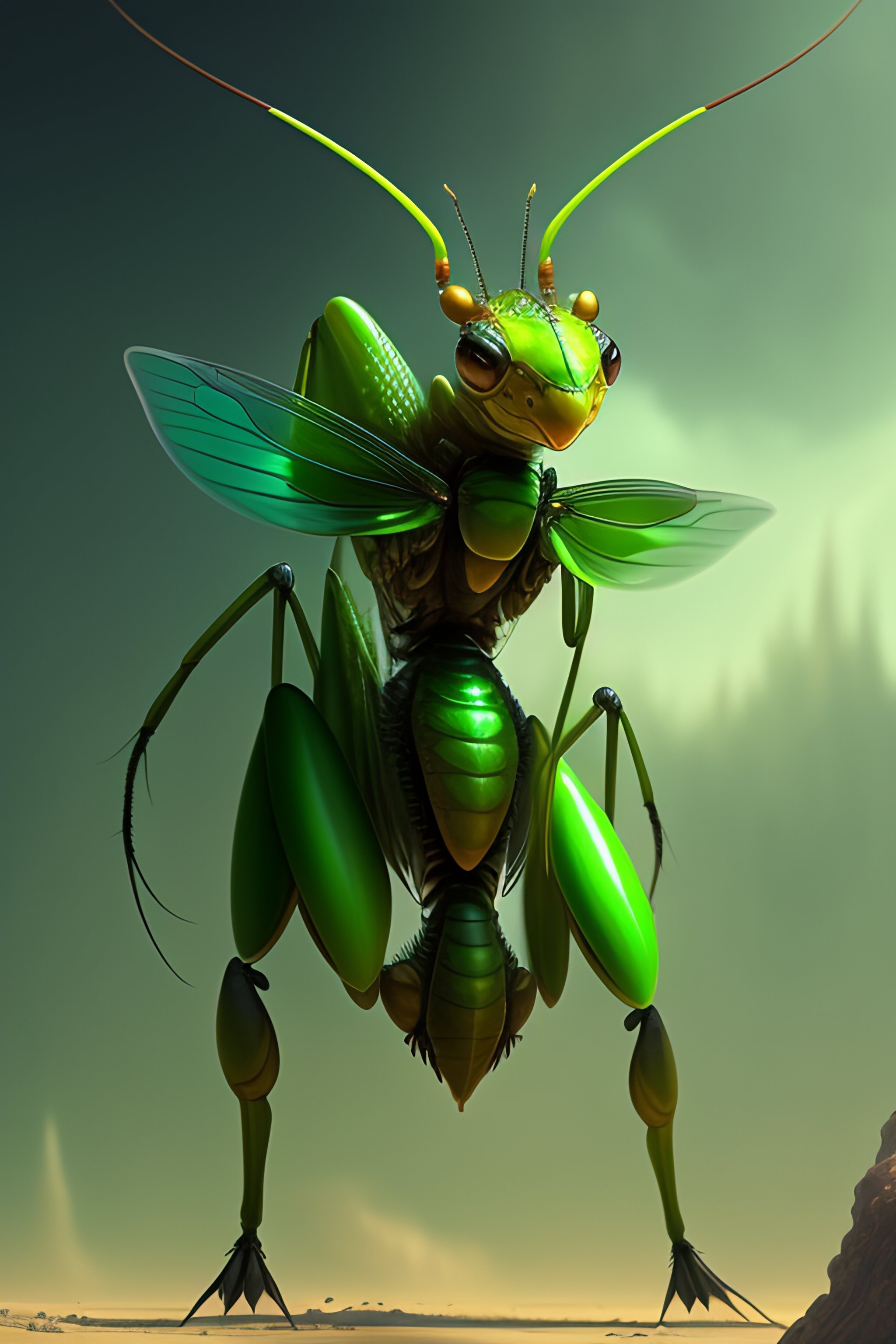 Lexica - Full body shot a of green human - mantis ; hestiastula head ...