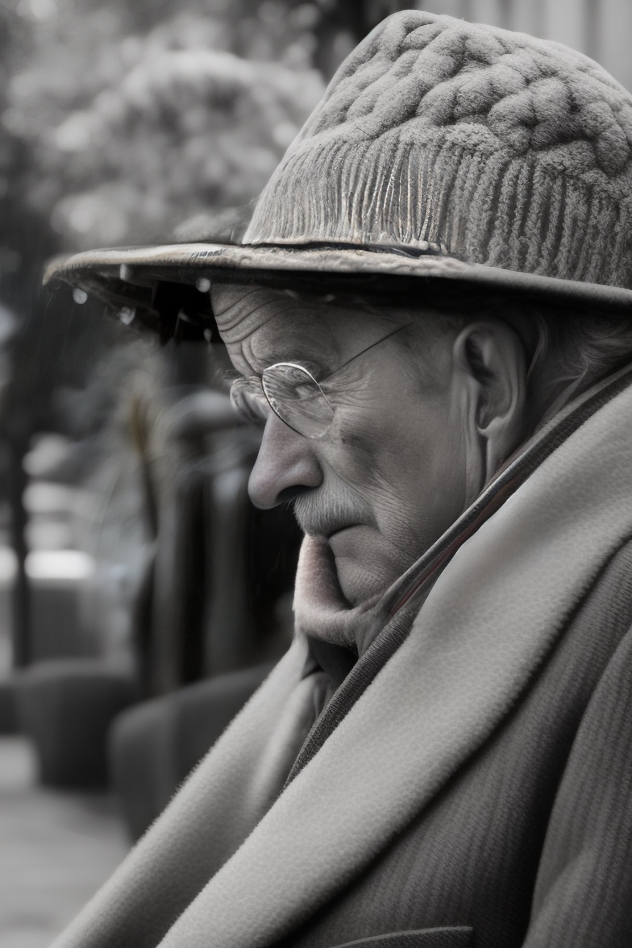 Lexica - Hyperrealistic portrait of a sad old man, noir, black and ...