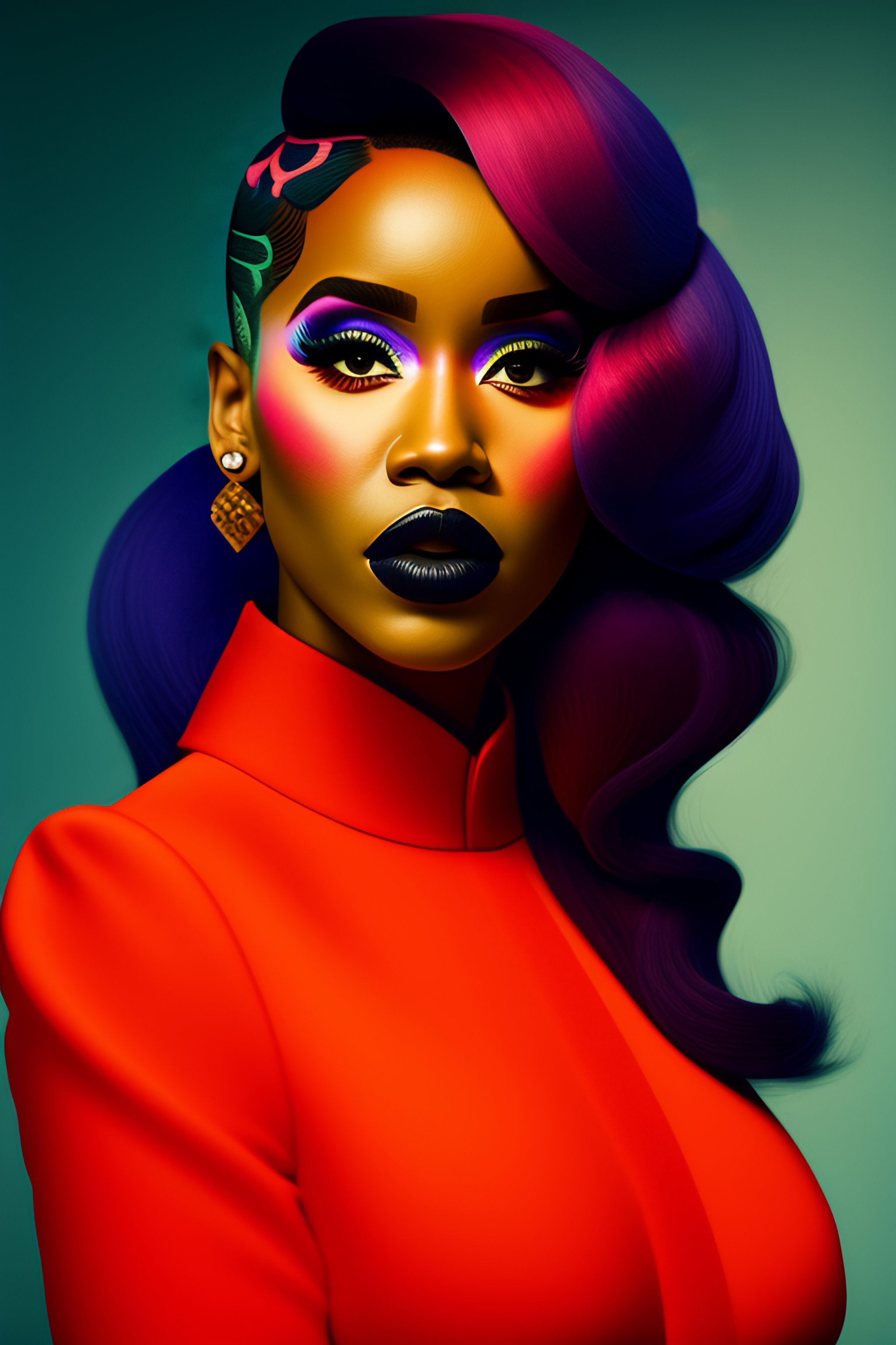 Lexica - Cardi b as an excellent painted isometric view of tiger, high ...
