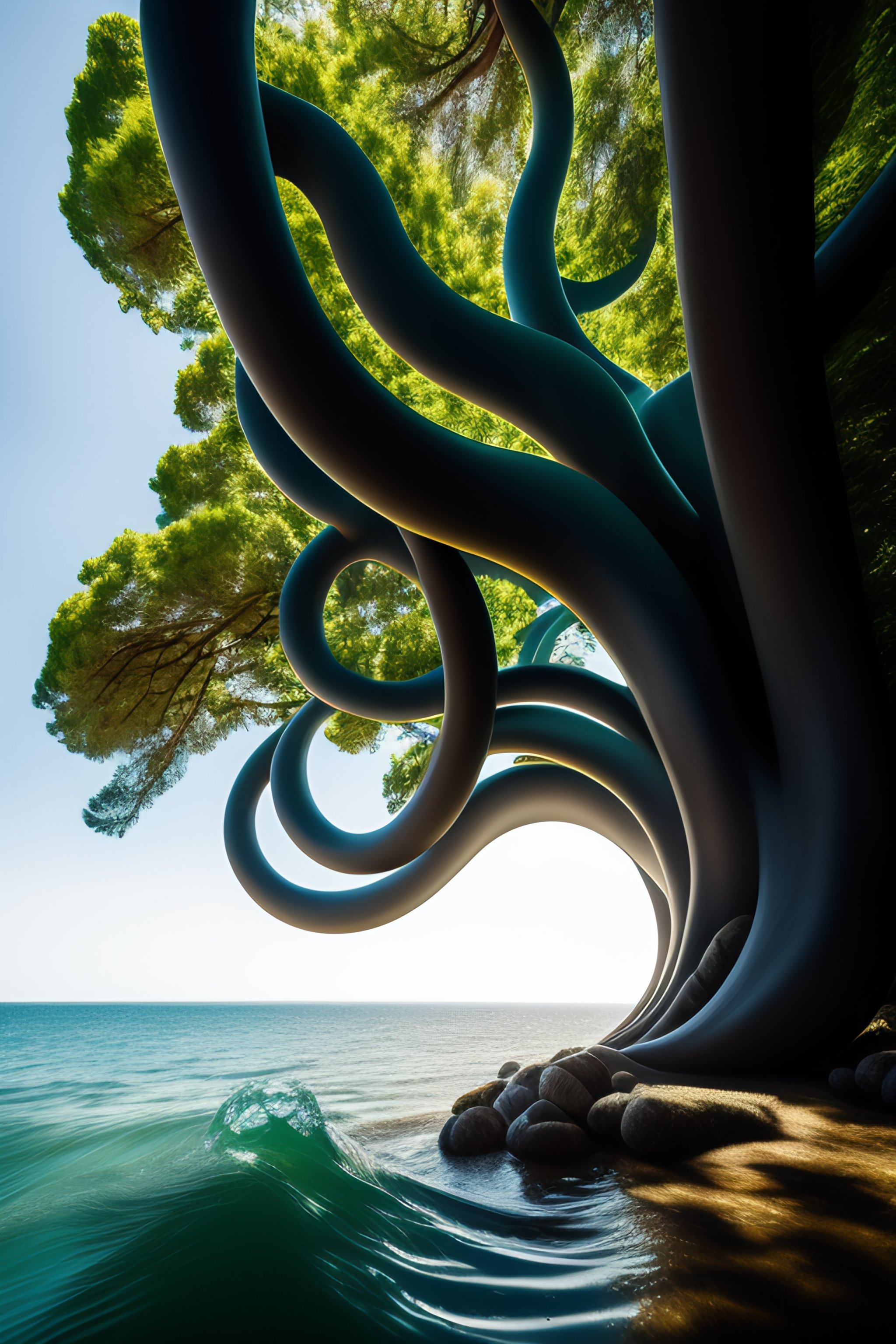 Lexica - A photograph of a kraken wearing a swimsuit, photographed by ...