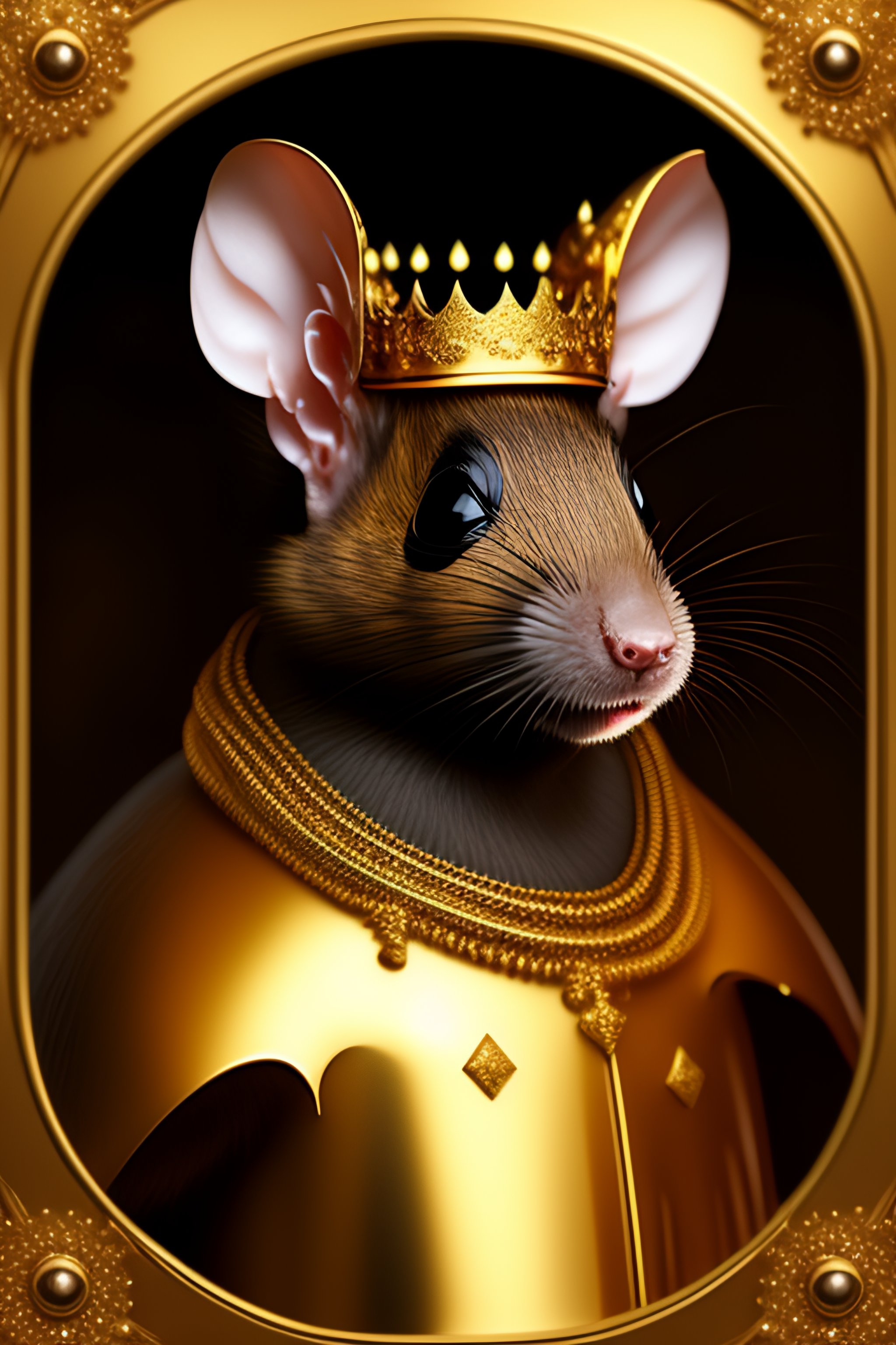 Lexica - Dark scary rat wearig a golden crown