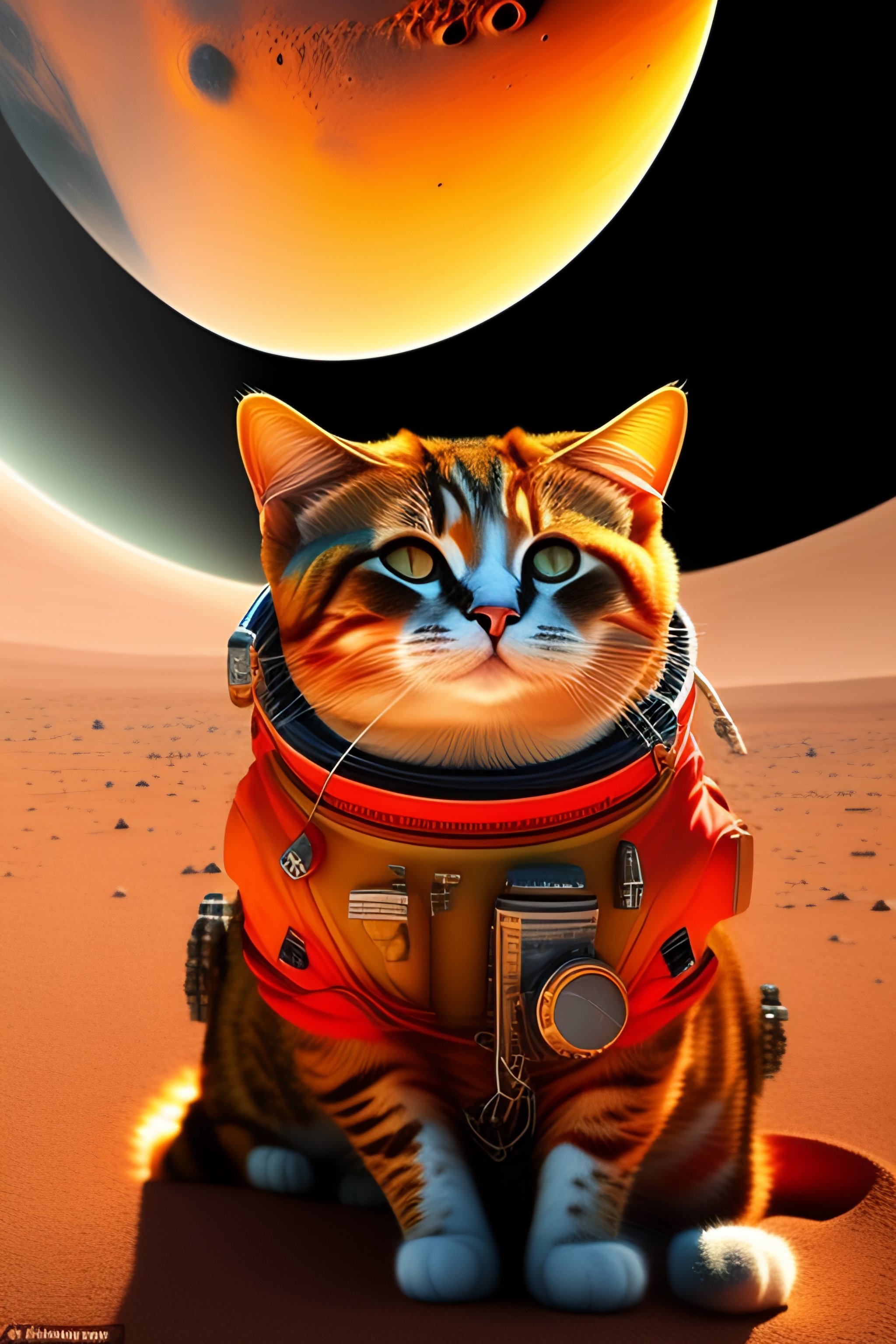 Lexica - Cat astronaut explores the surface of Mars in the style of monet