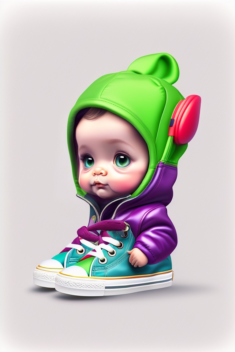 Lexica - Funny beautiful baby - alien with green leather, huge purple ...