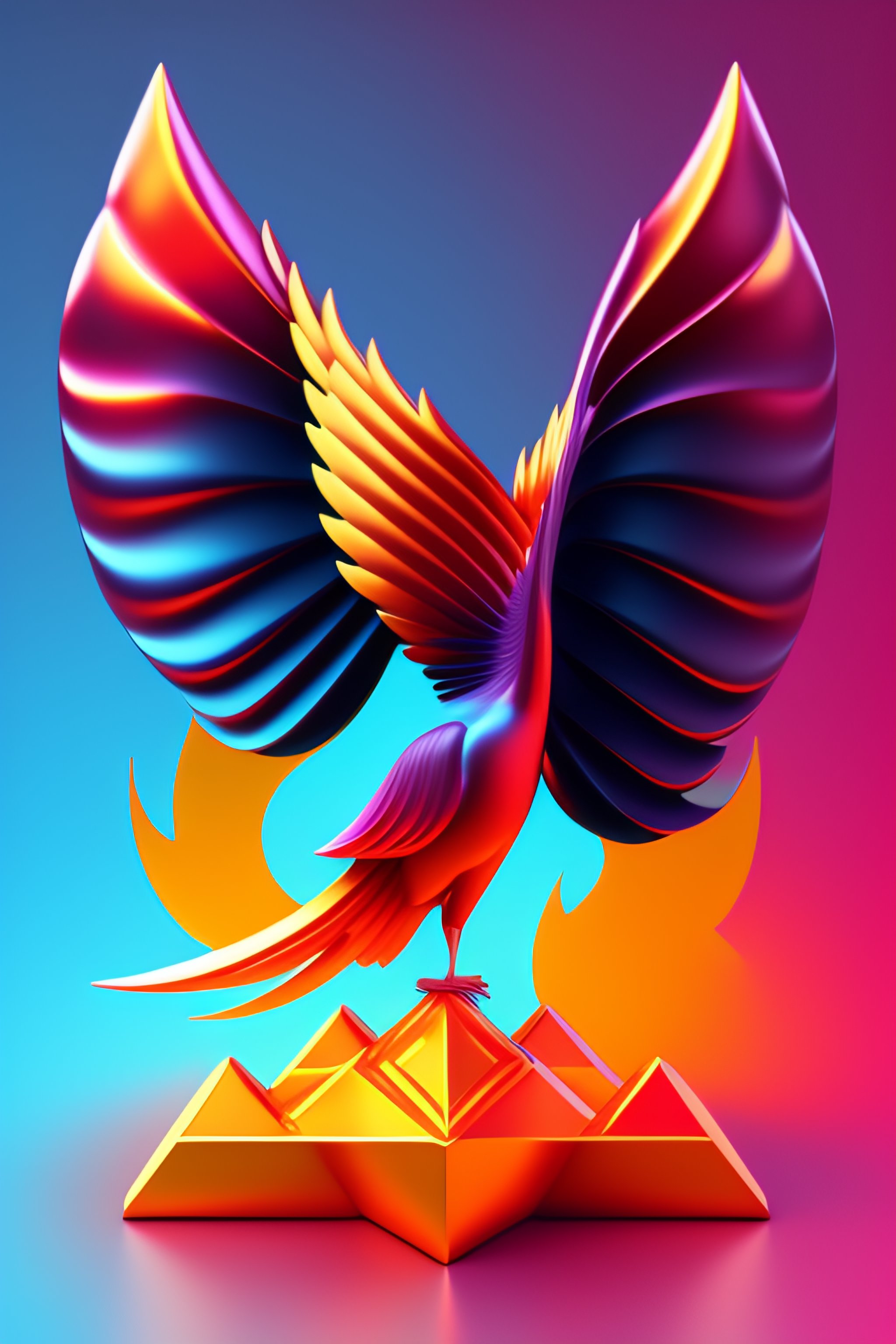 Lexica - 3d icon render of a phoenix, isolated over a white background ...