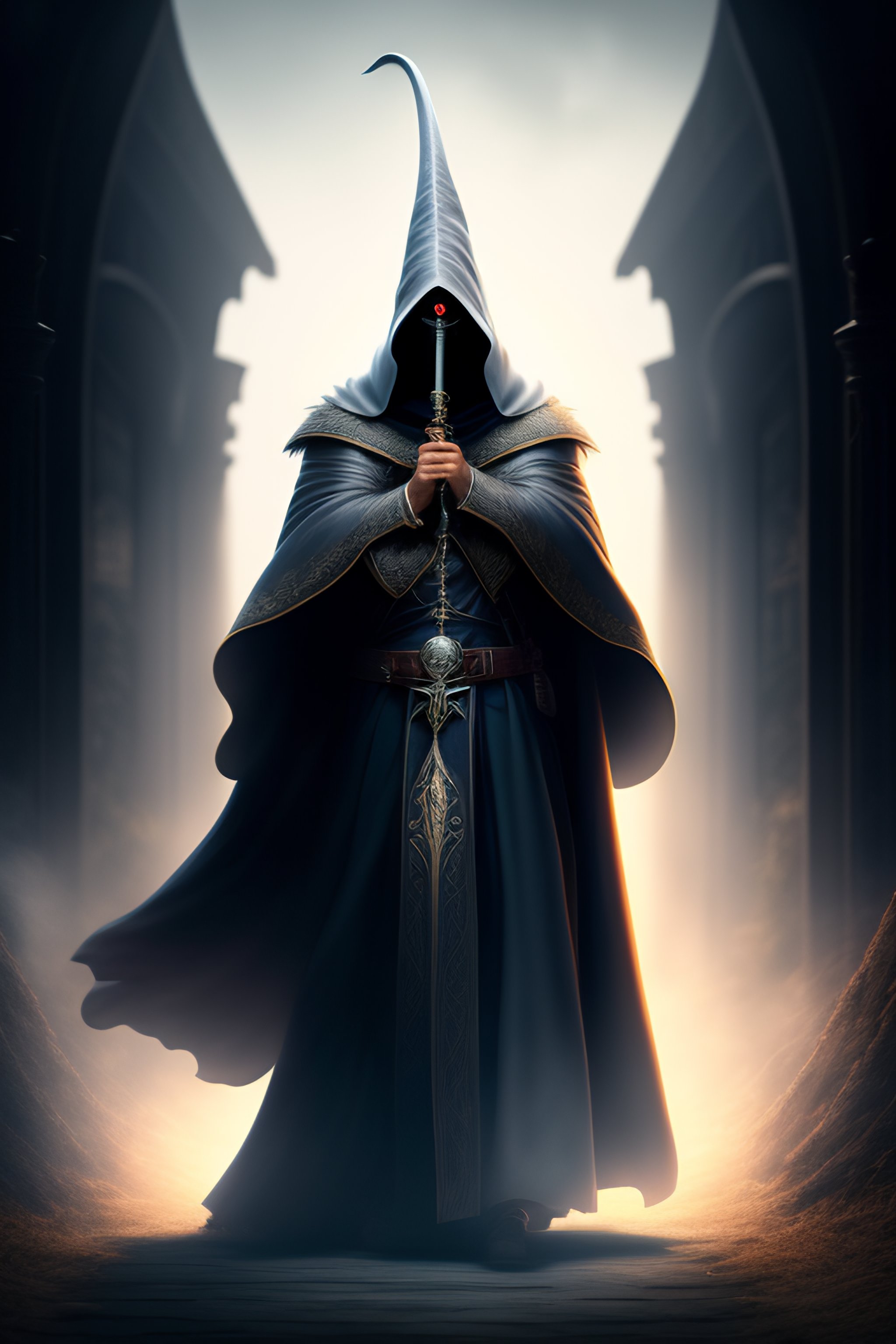 Lexica - Wizard with white plague doctor mask and long gray cloak and ...