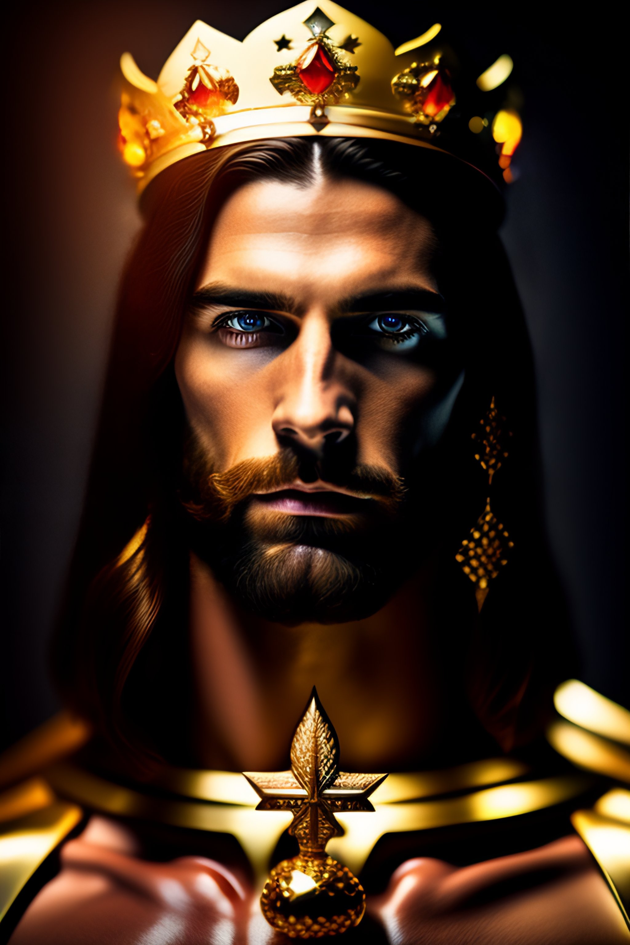 Lexica - Jesus, king, crown of thorns, realistic photography, shining ...