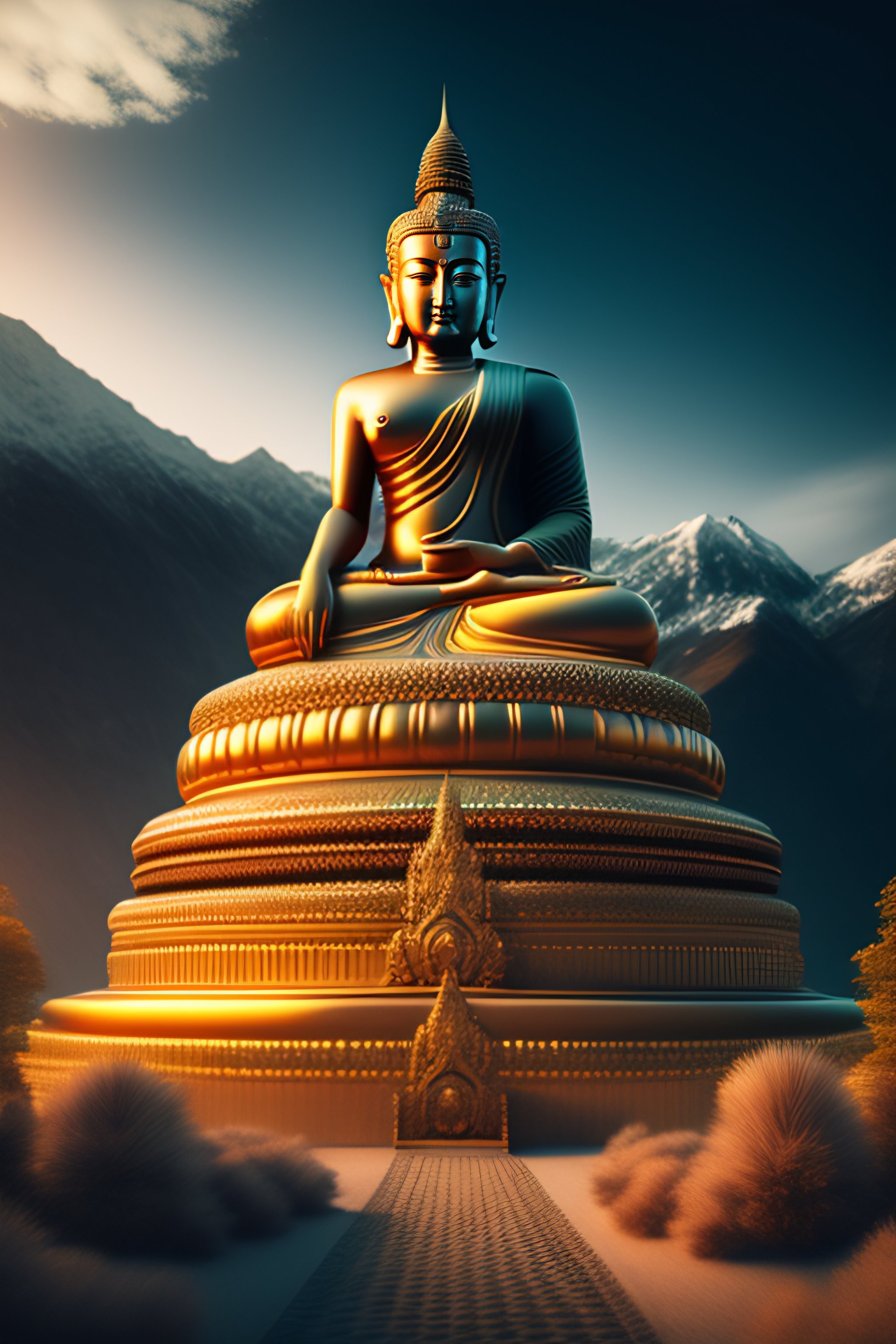 Lexica - Epic Buddha relief on an epic mountain, 8k, cinematic