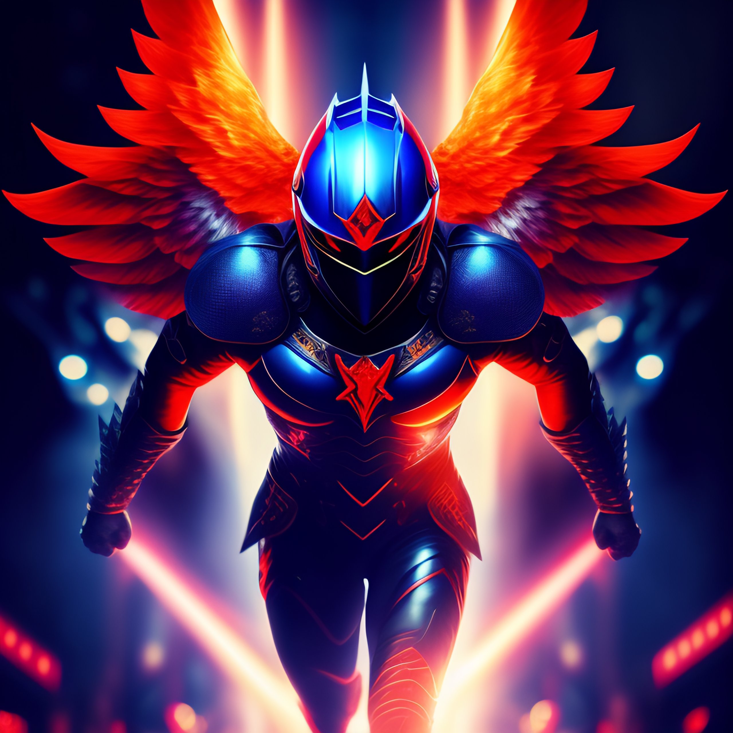 Lexica - Devil ninja warrior with wings, wearing platinum armor and ...