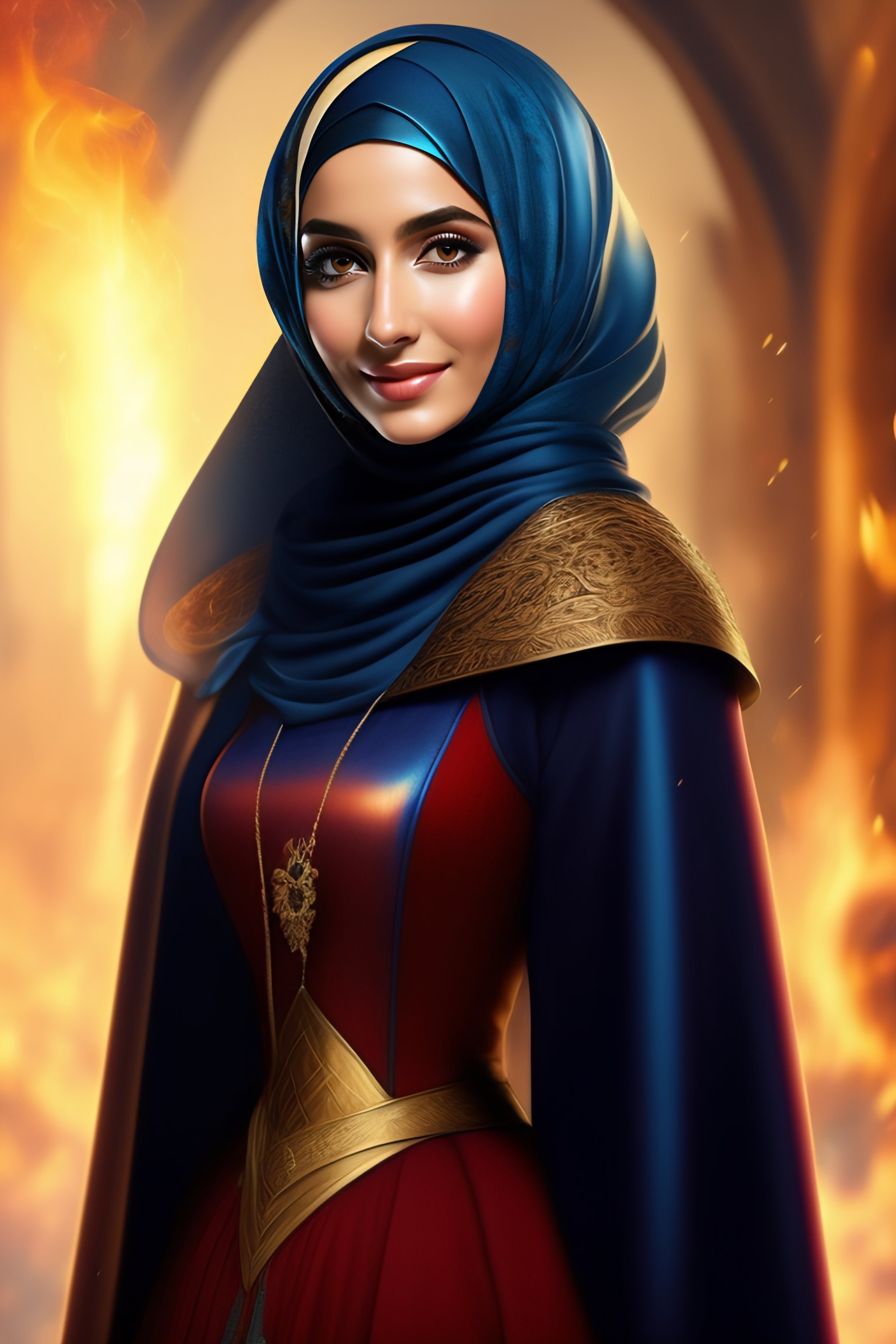Lexica - Cute hijab girl in medieval mage clothing