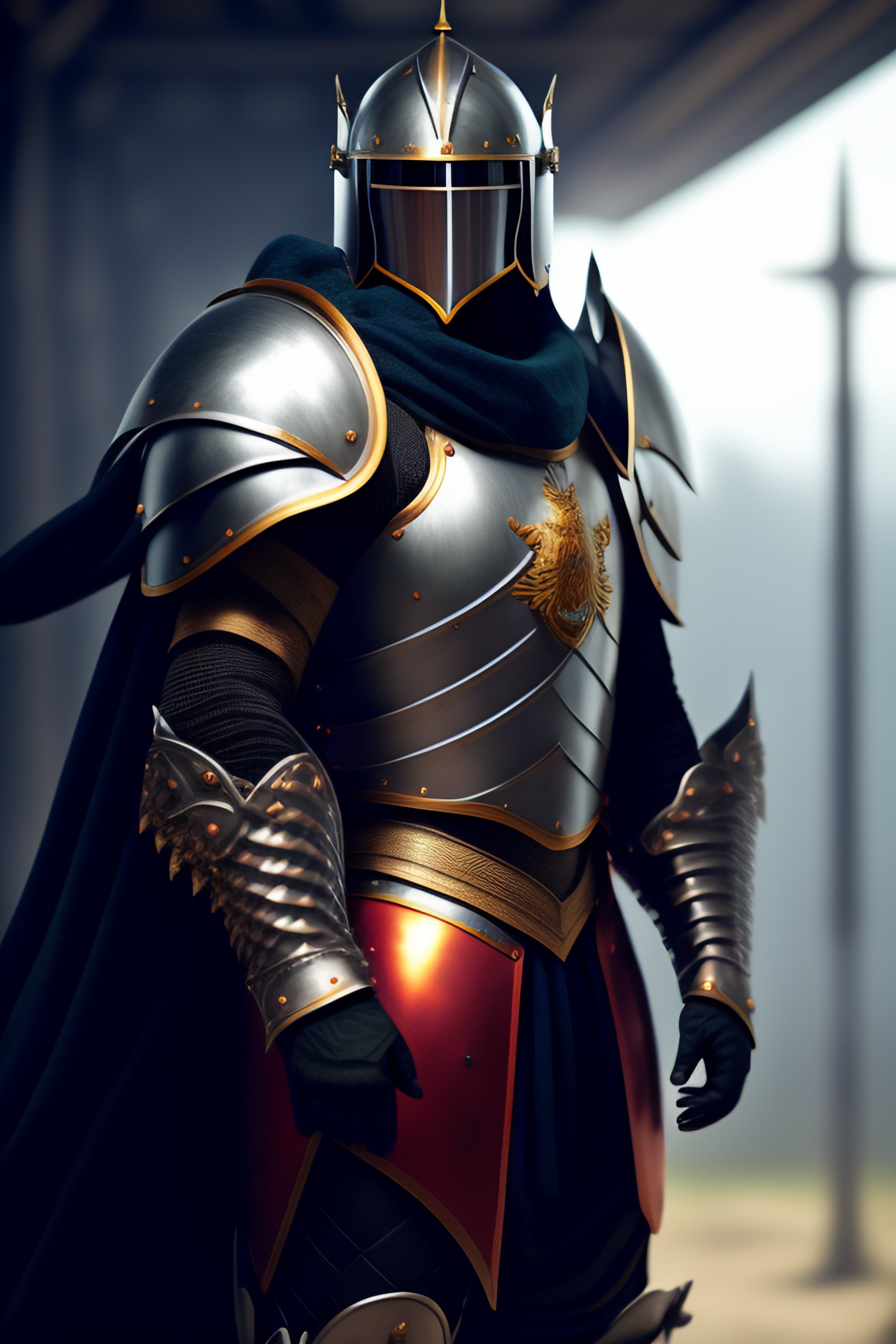 Lexica - Medieval knight with futuristic armor and electronic gadgets