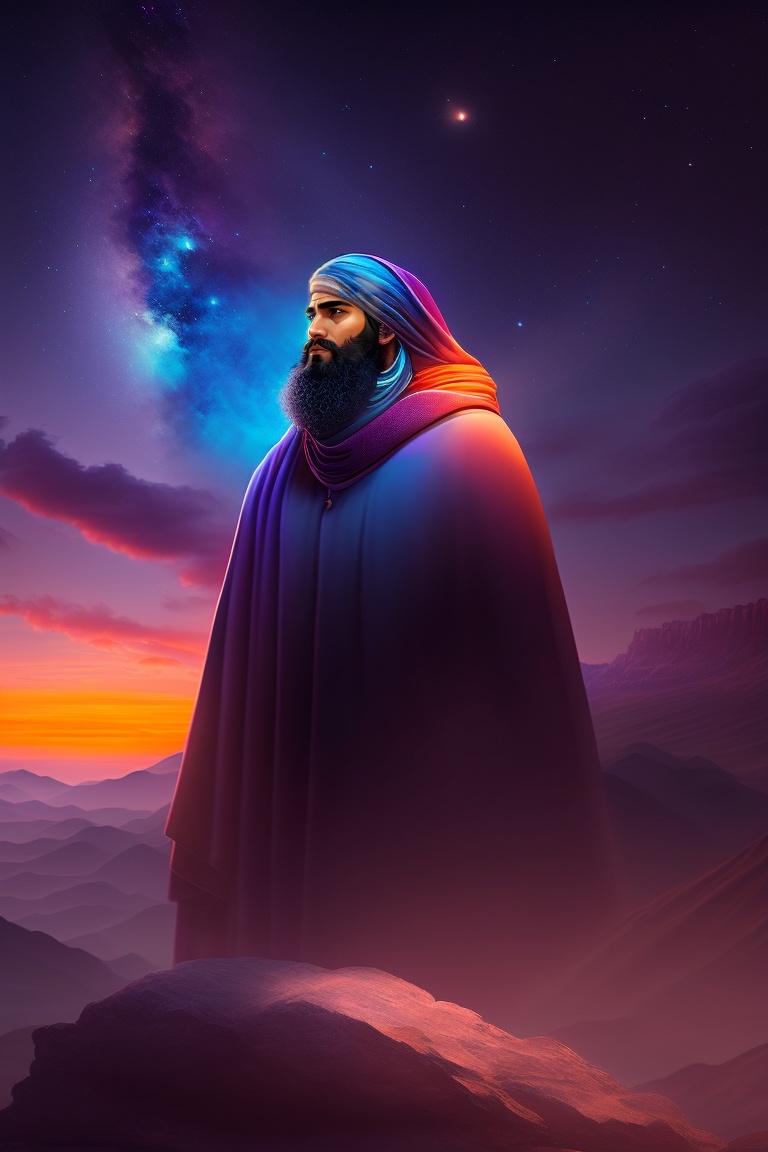 Lexica - A pious muslim arab man of ancient times with a beard standing ...