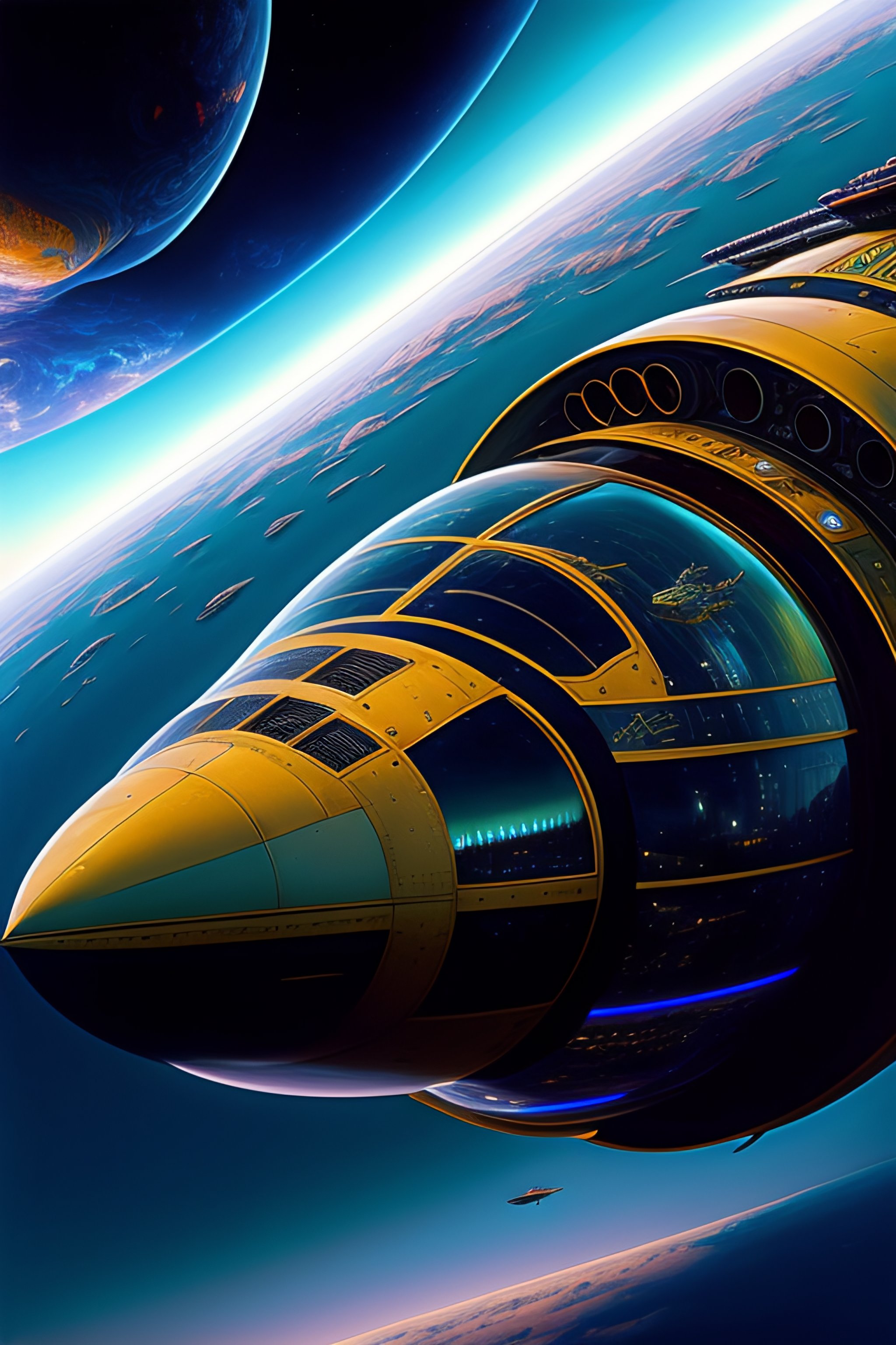 Lexica - Cyberpunk planet devastated seen from space, detailed ...