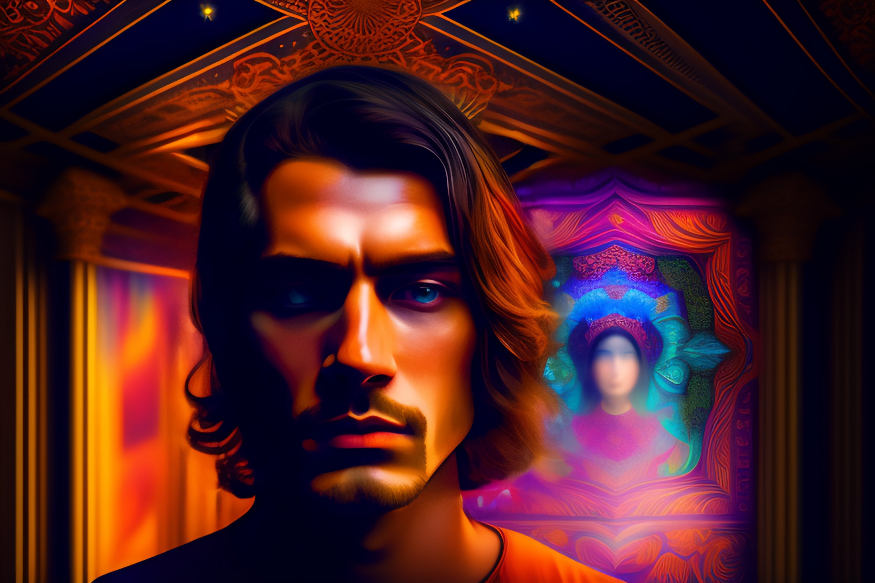 Lexica - An extremely psychedelic portrait of portrait of person with ...