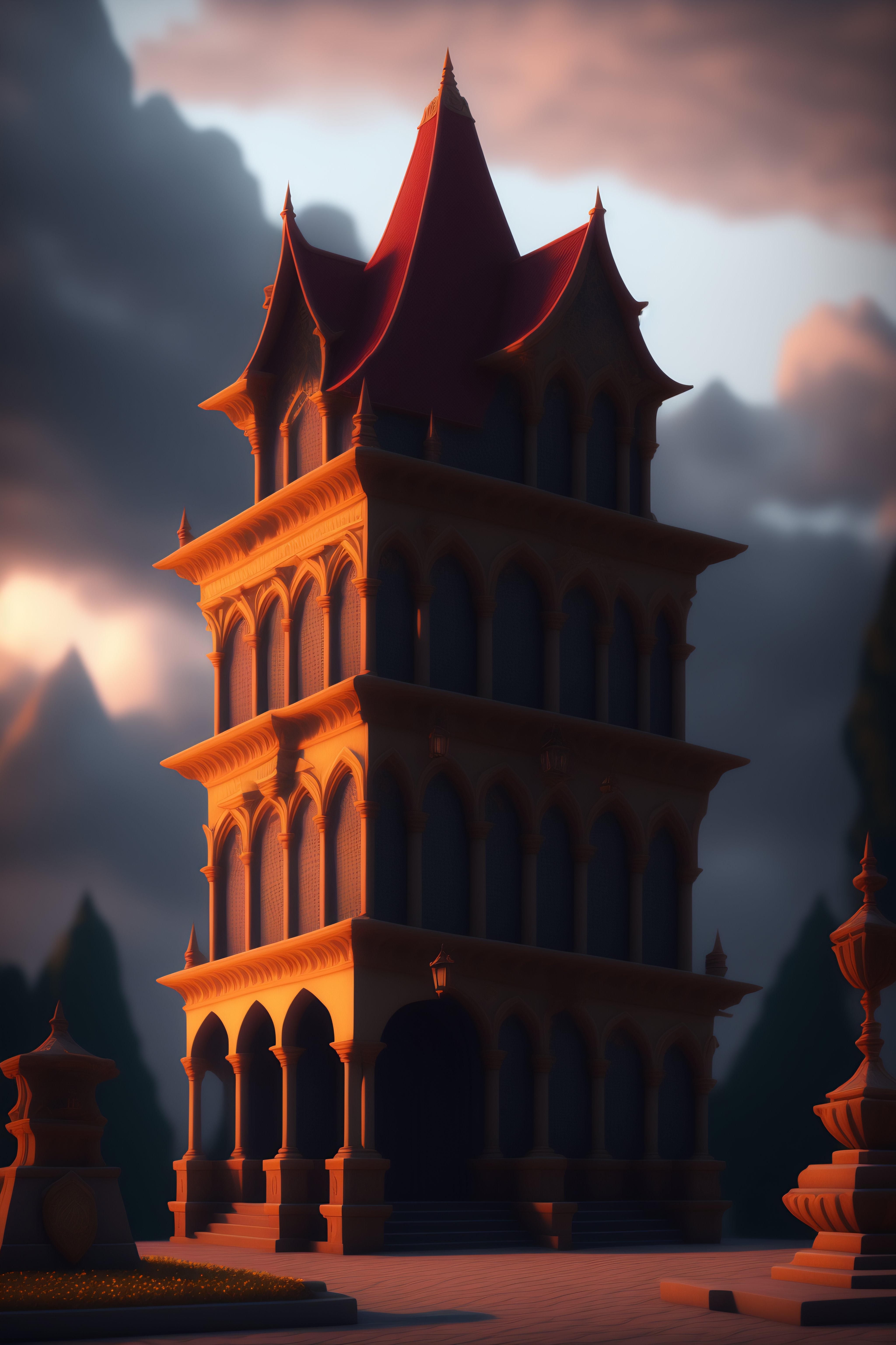 Lexica - Isometric 3 d ((dracula)) building, smoth 3 d illustration ...