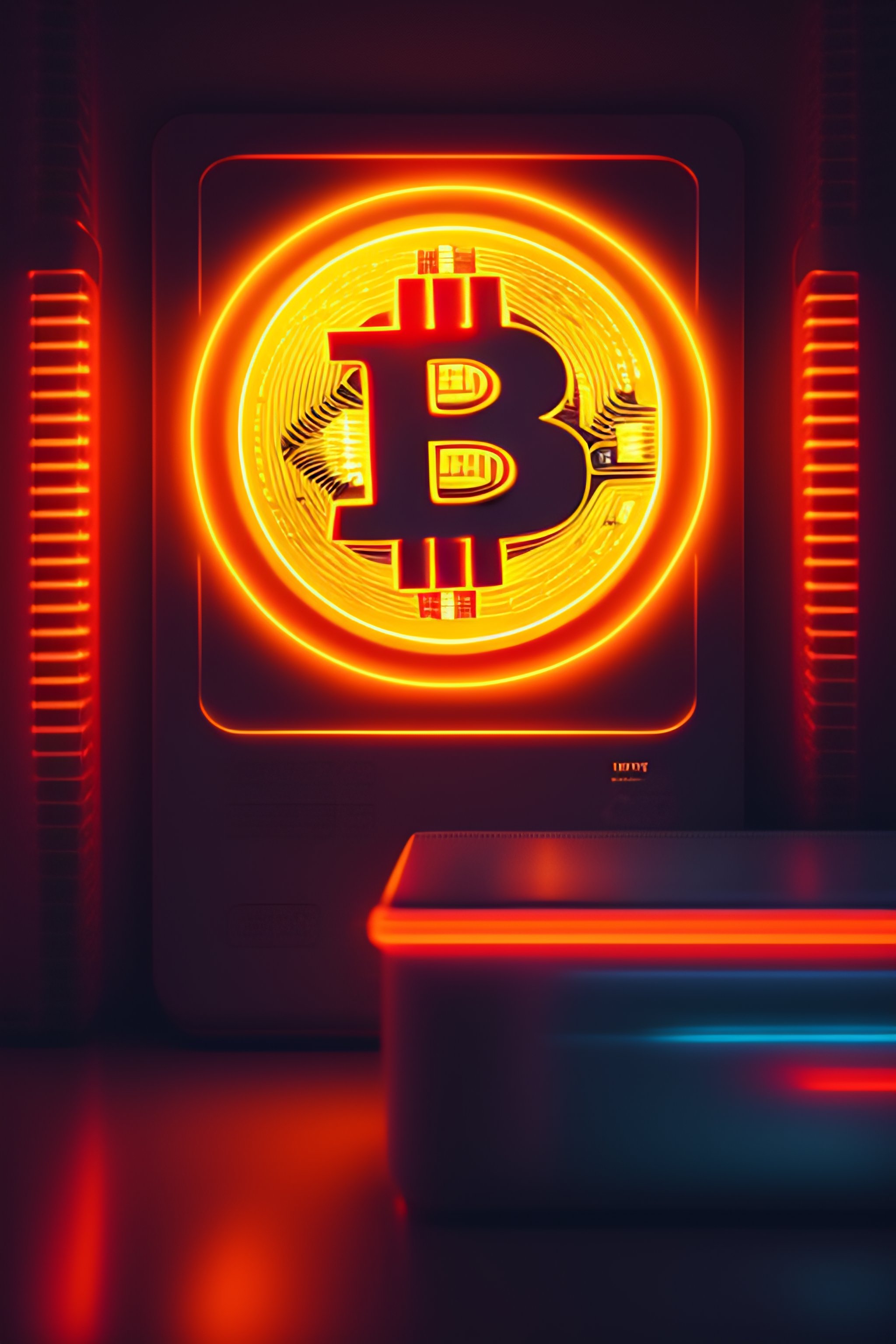 Lexica - WRITE "BITCOIN FOR THE HOOD" A CLEAR BITCOIN LOGO NEON LIGHT