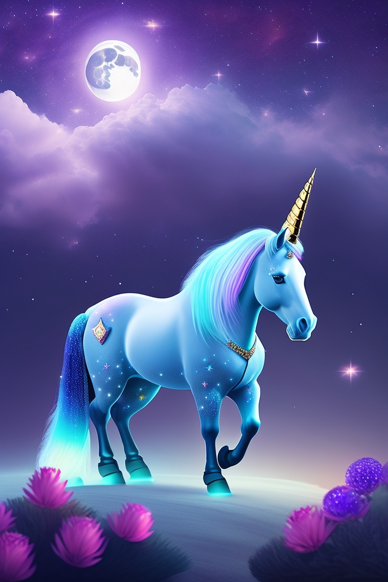 Lexica - Every night, when the moon was high in the sky, Sparkle unicorn would embark on ...