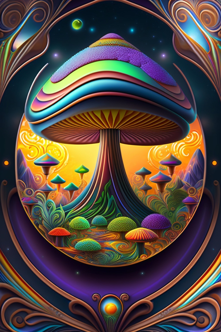 Lexica - Magic mushroom forest stylized, fluid, neo-Art Nouveau manner ...