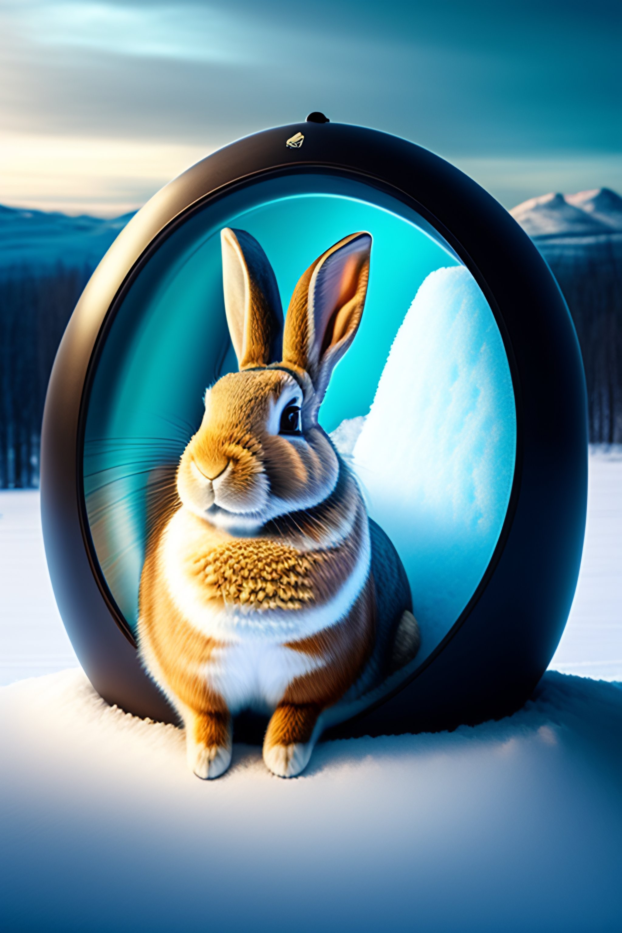 Lexica - Portrait of a rabbit playing a harp in an igloo