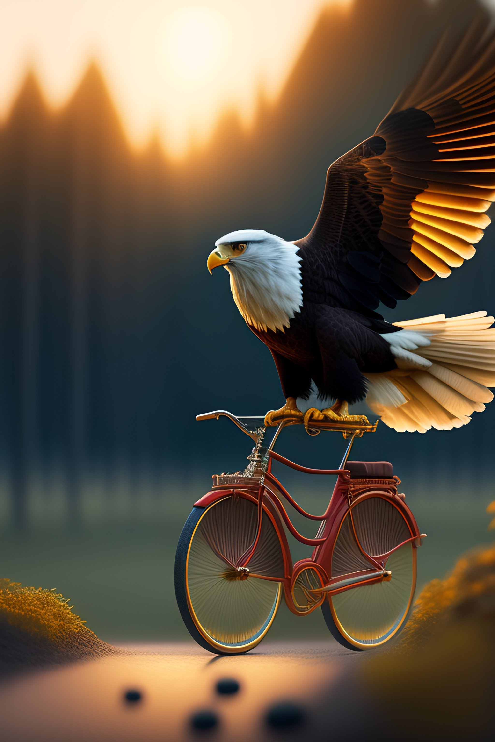 Lexica - An Eagle riding a bicycle, studio lighting, quality ...