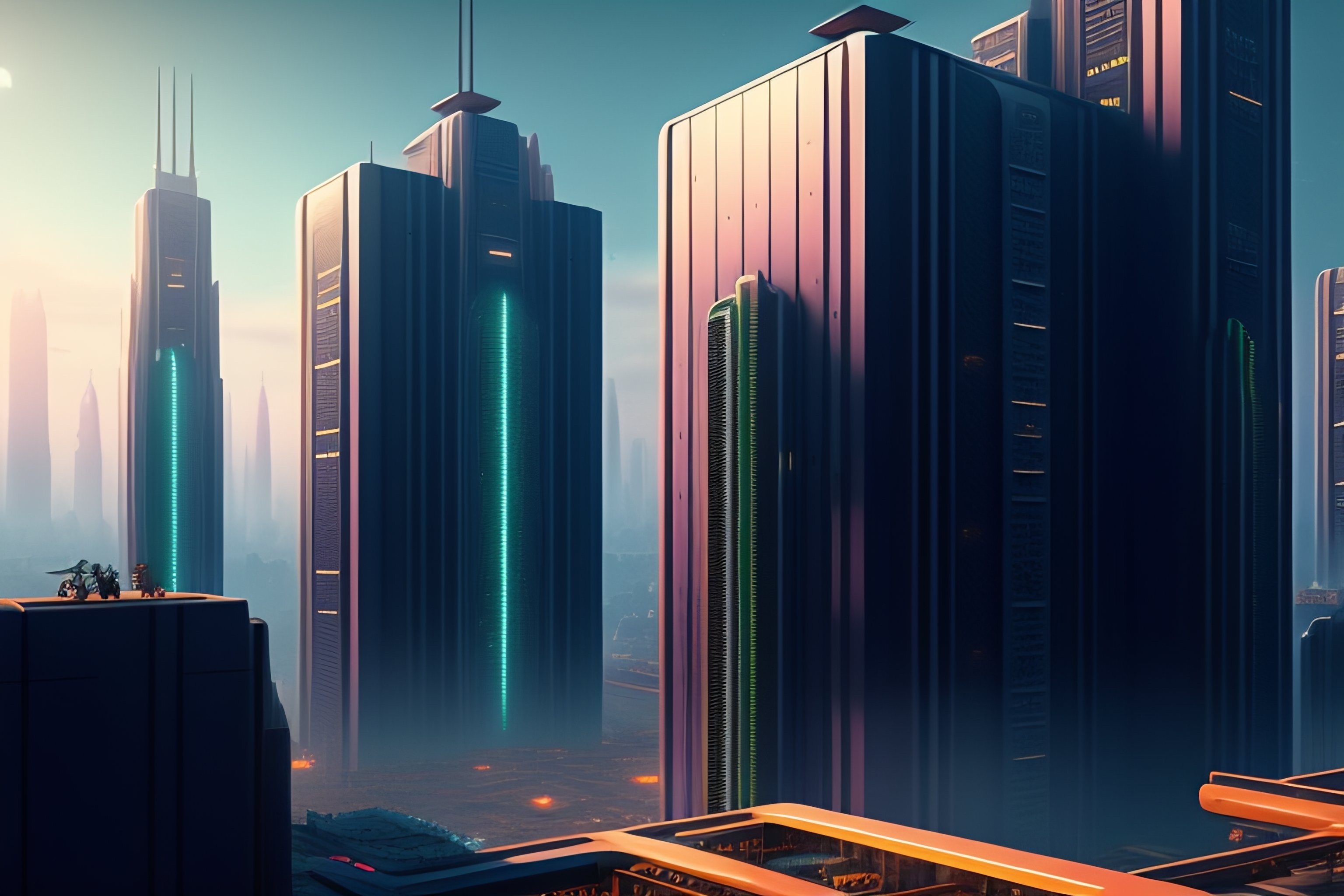 Lexica - Building cyberpunk square city