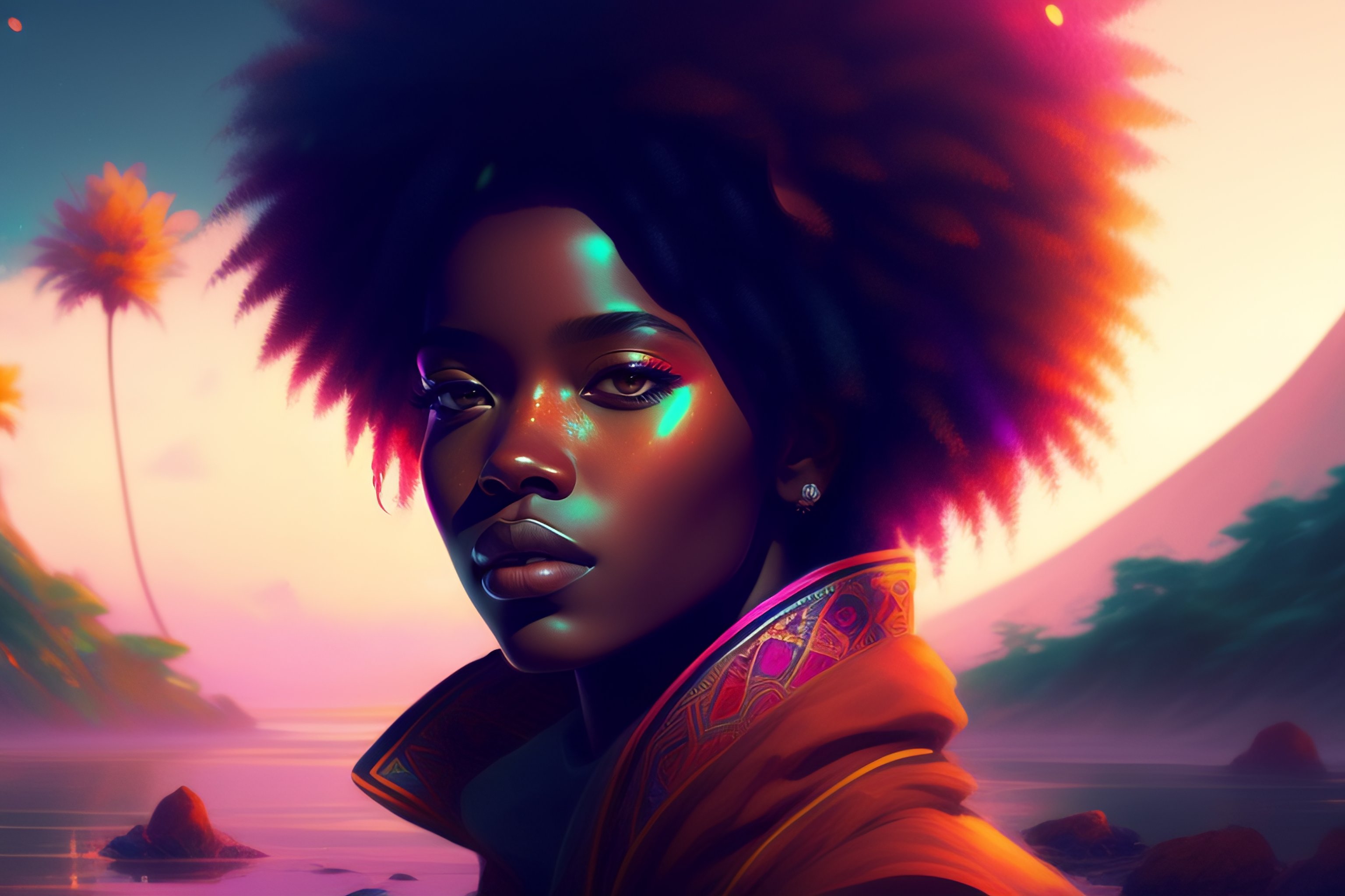 Lexica - Afro indigenous canadian girl psychedelic, patterns, cinematic ...