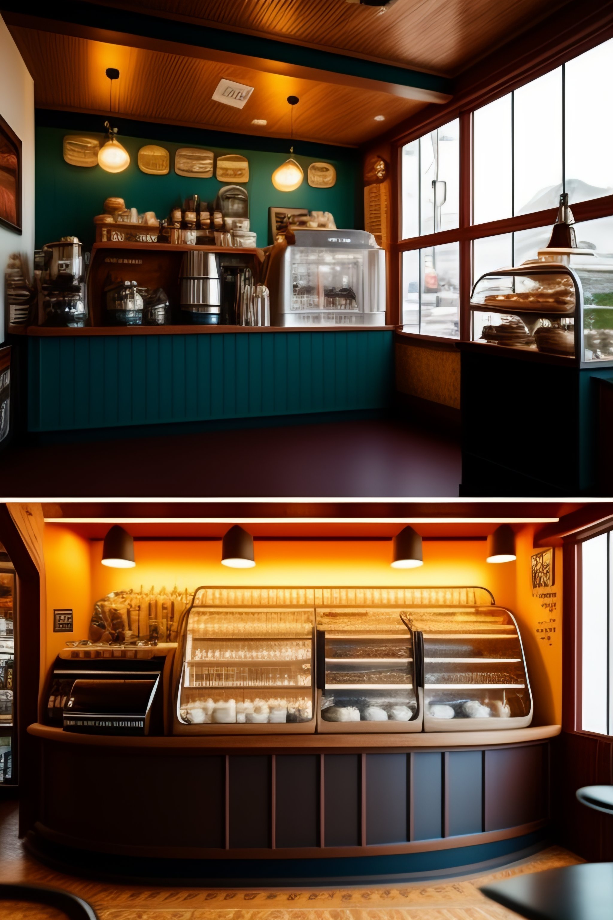 Lexica - Inside a vintage 90's style coffee shop , highly detailed