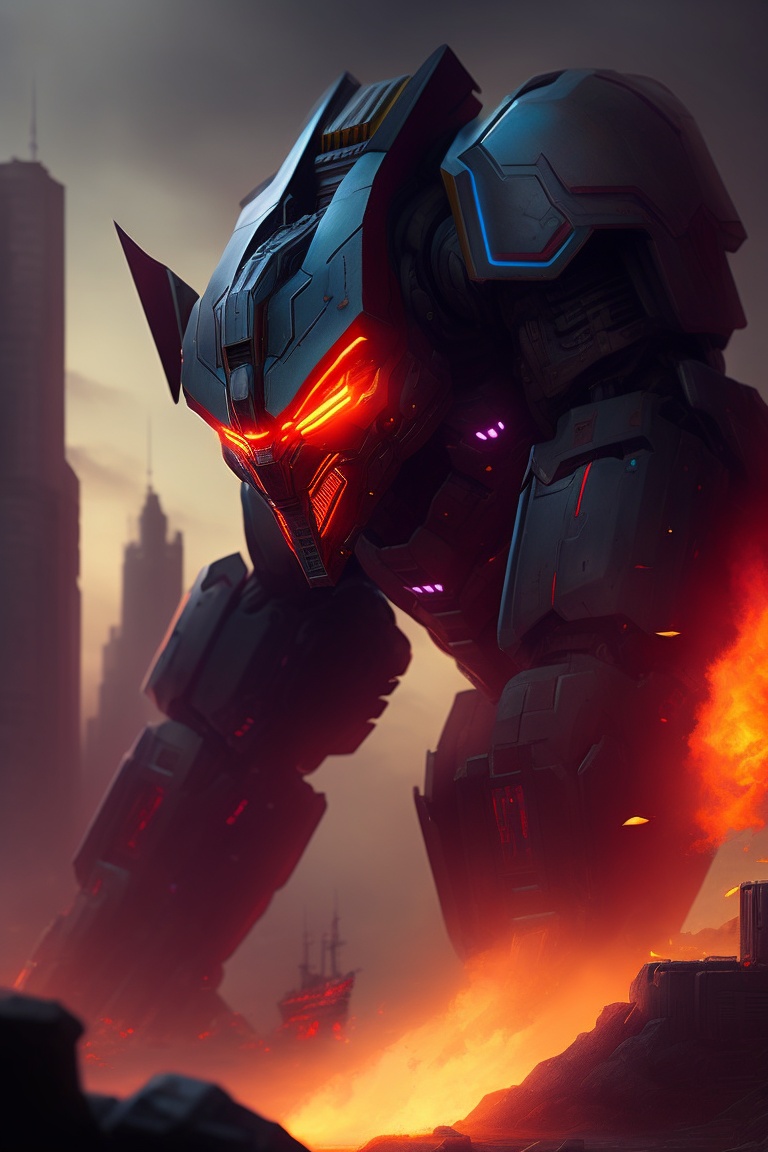 Lexica - A dark sinister robot, like Devastator from the transformers ...