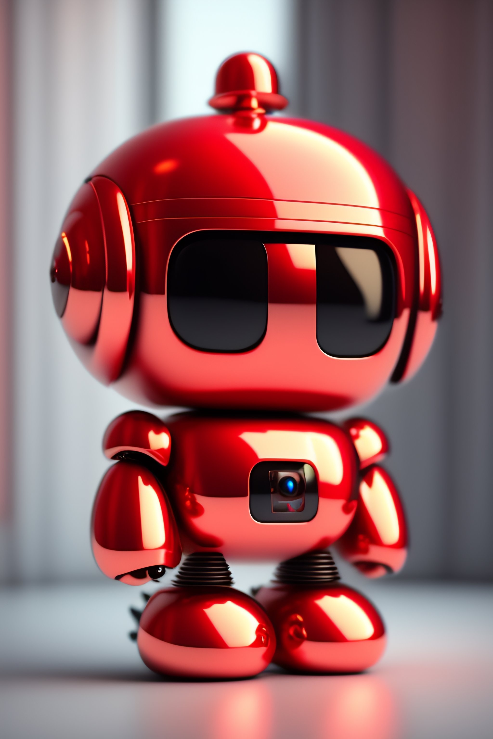 Lexica - Cute baby robot in a bright red room, high details, 3d render,