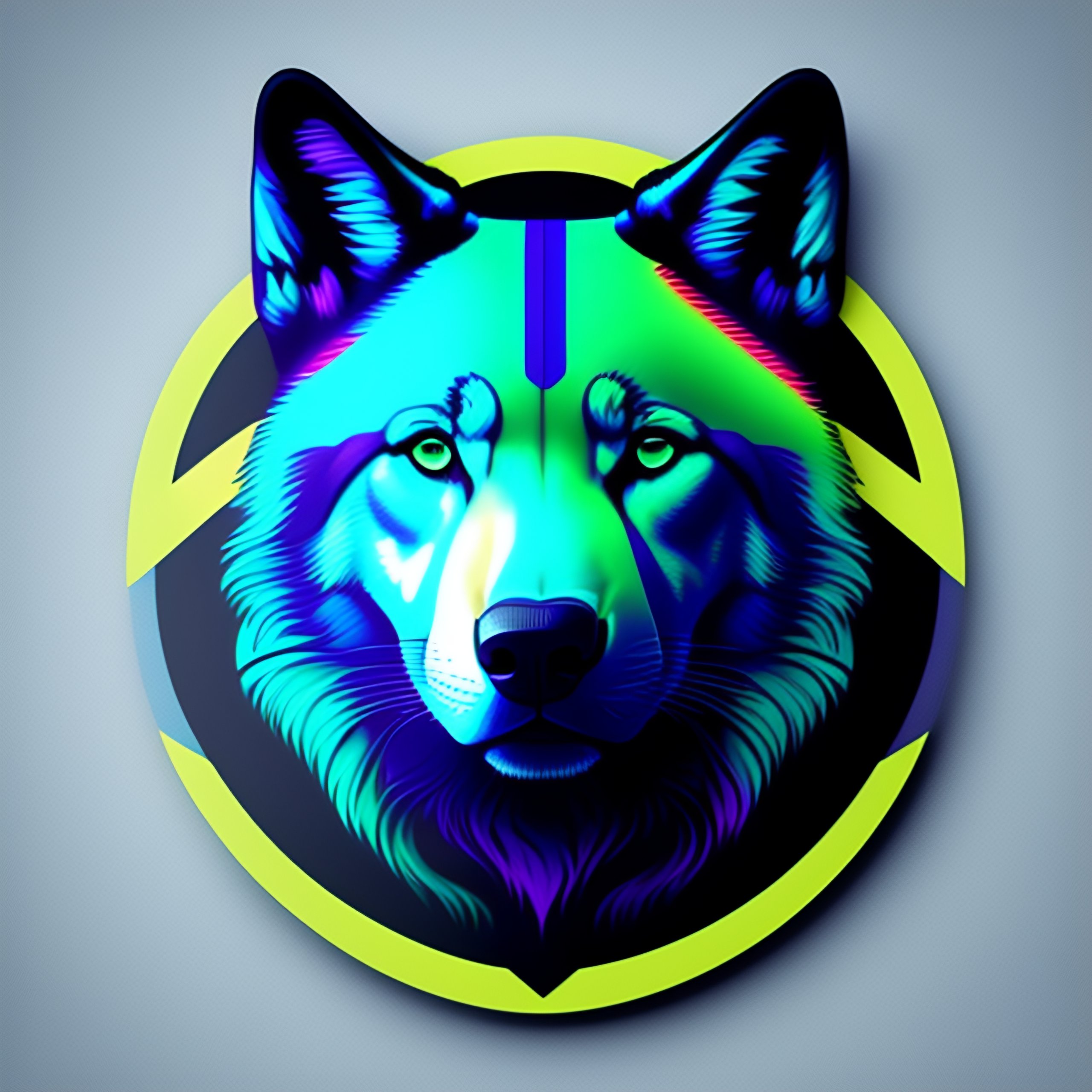 Lexica - Logo de la cara de un lobo color azul y verde neón con estilo ...