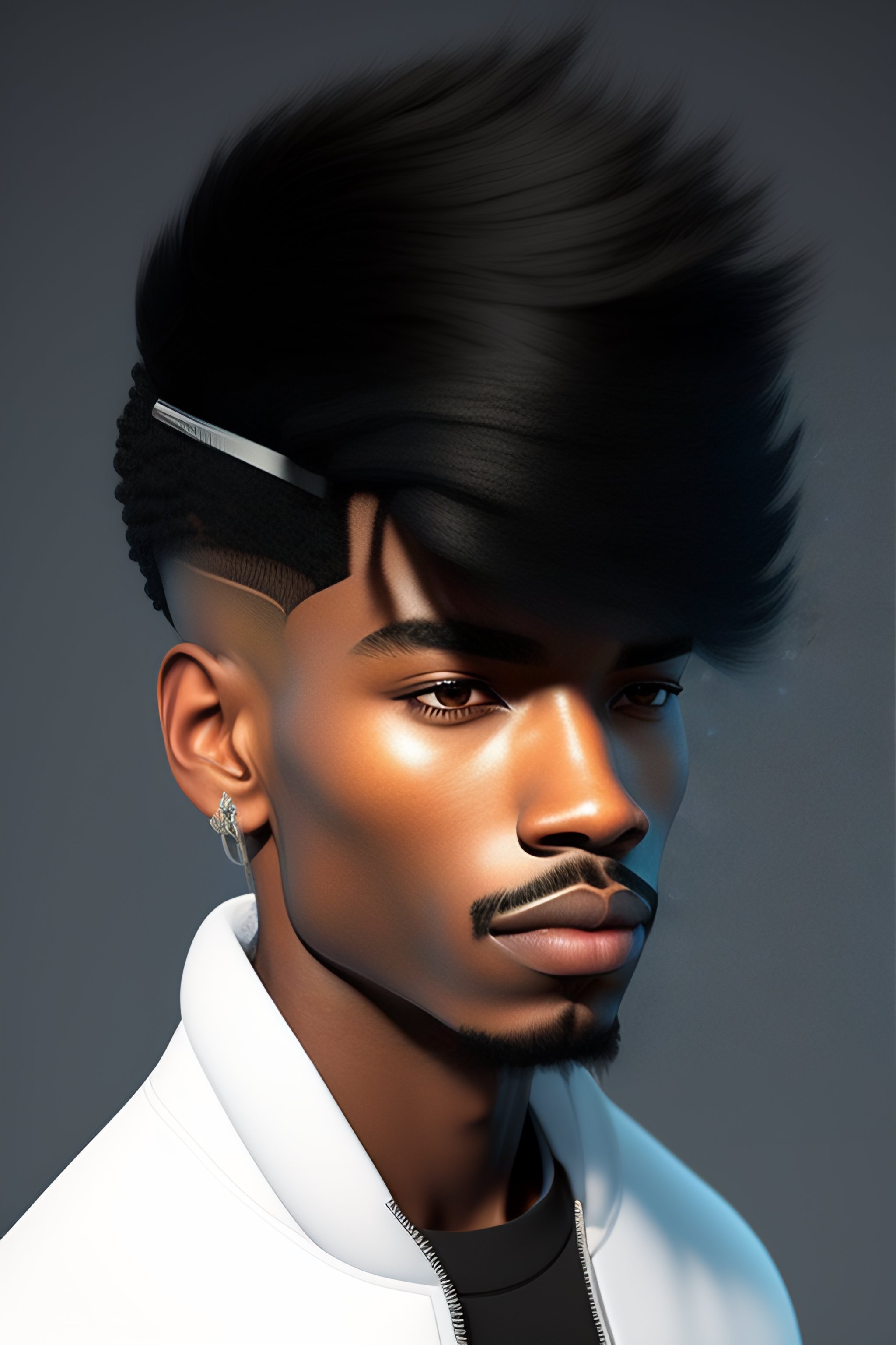 Lexica - Nigga boy in black zipper top, straight hair, men's messy ...