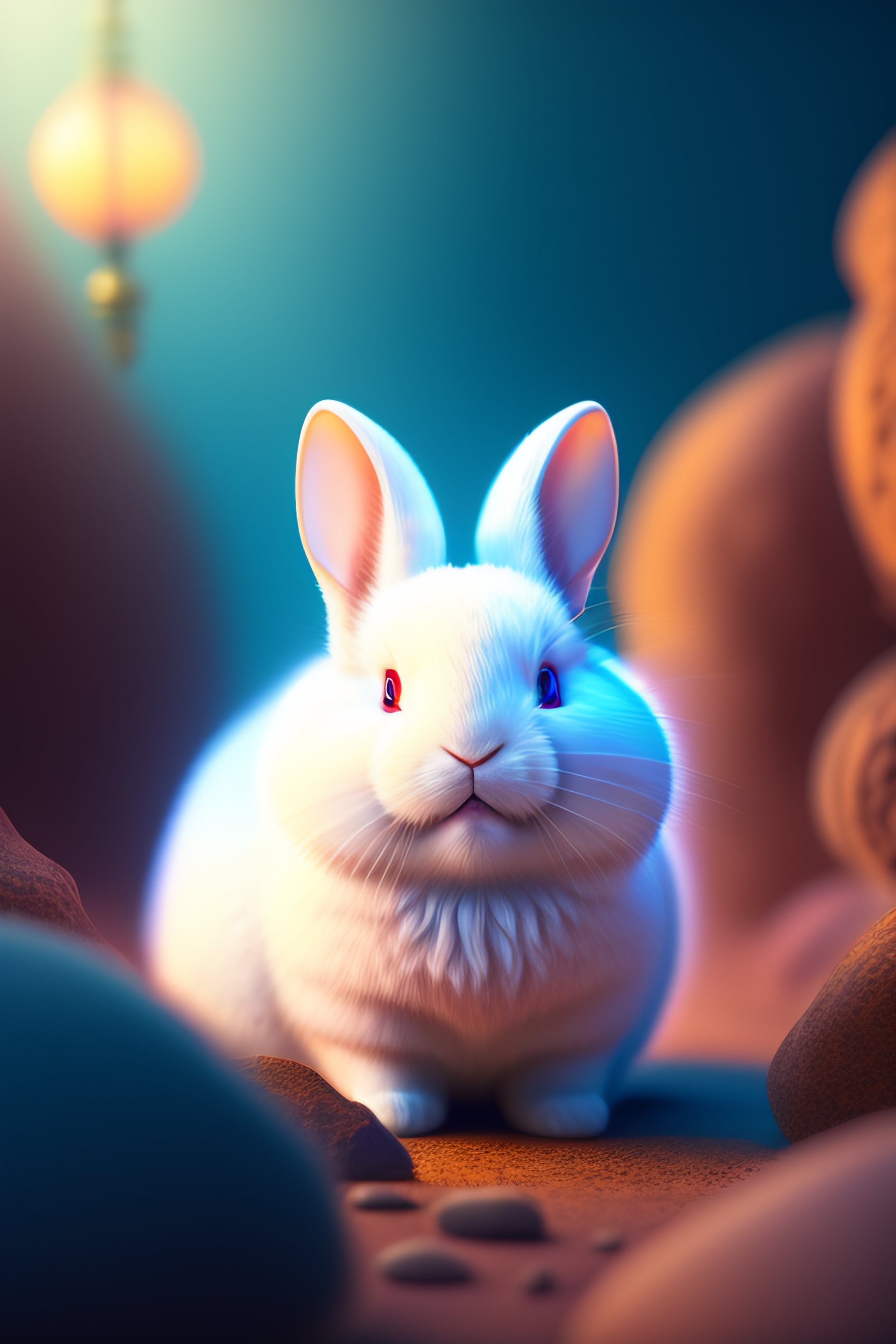 Lexica - Dynamic photography of a cute fluffy white rabbit as a Pixar ...