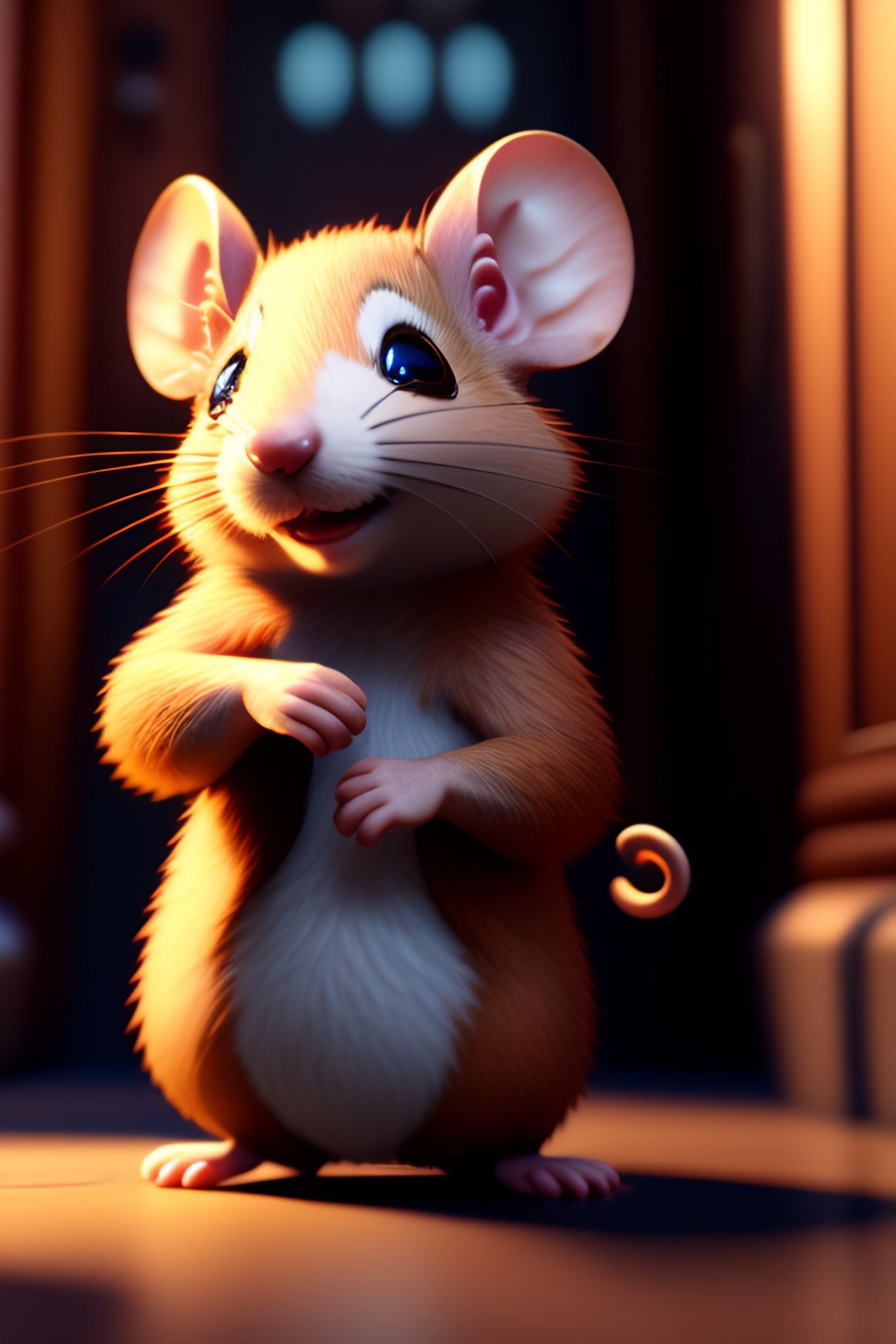 Lexica - Cute small rat waving at me and smiling greeting me in front ...