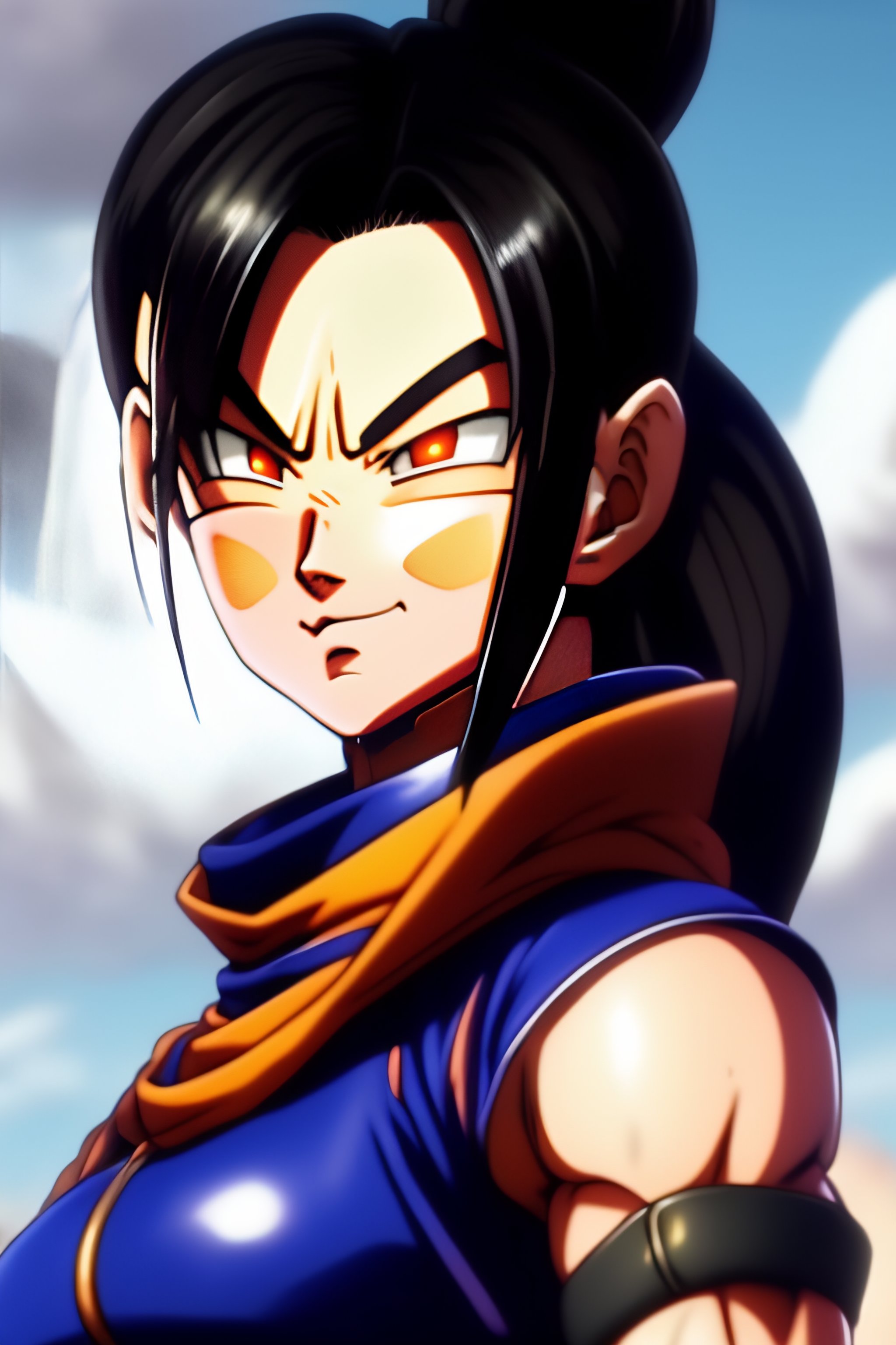 Lexica - Dragon ball, Half Saiyan girl with long black hair, Black eye ...