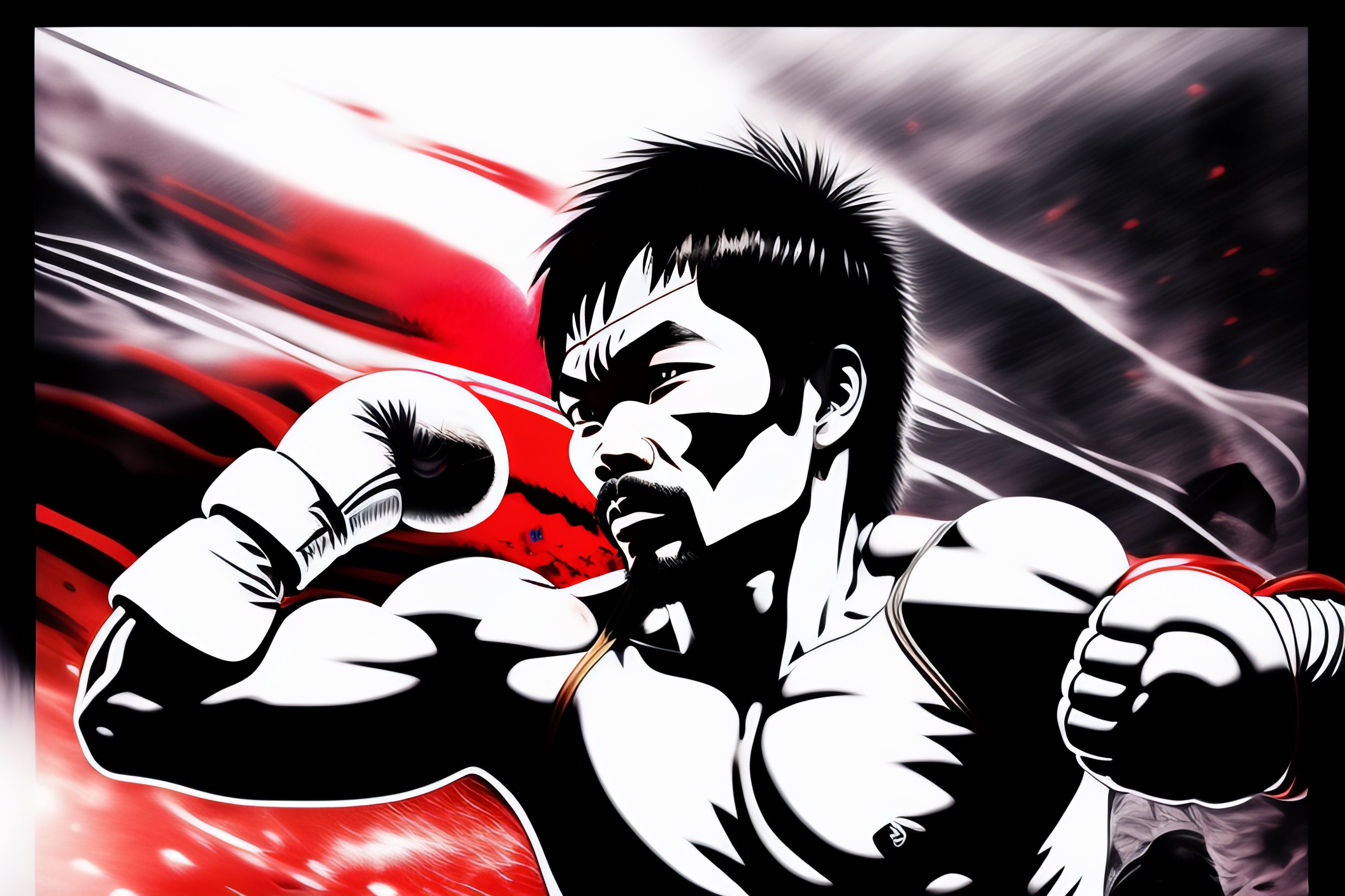 Lexica - Manny pacquiao fighting stance anime, surrealism, akira style ...