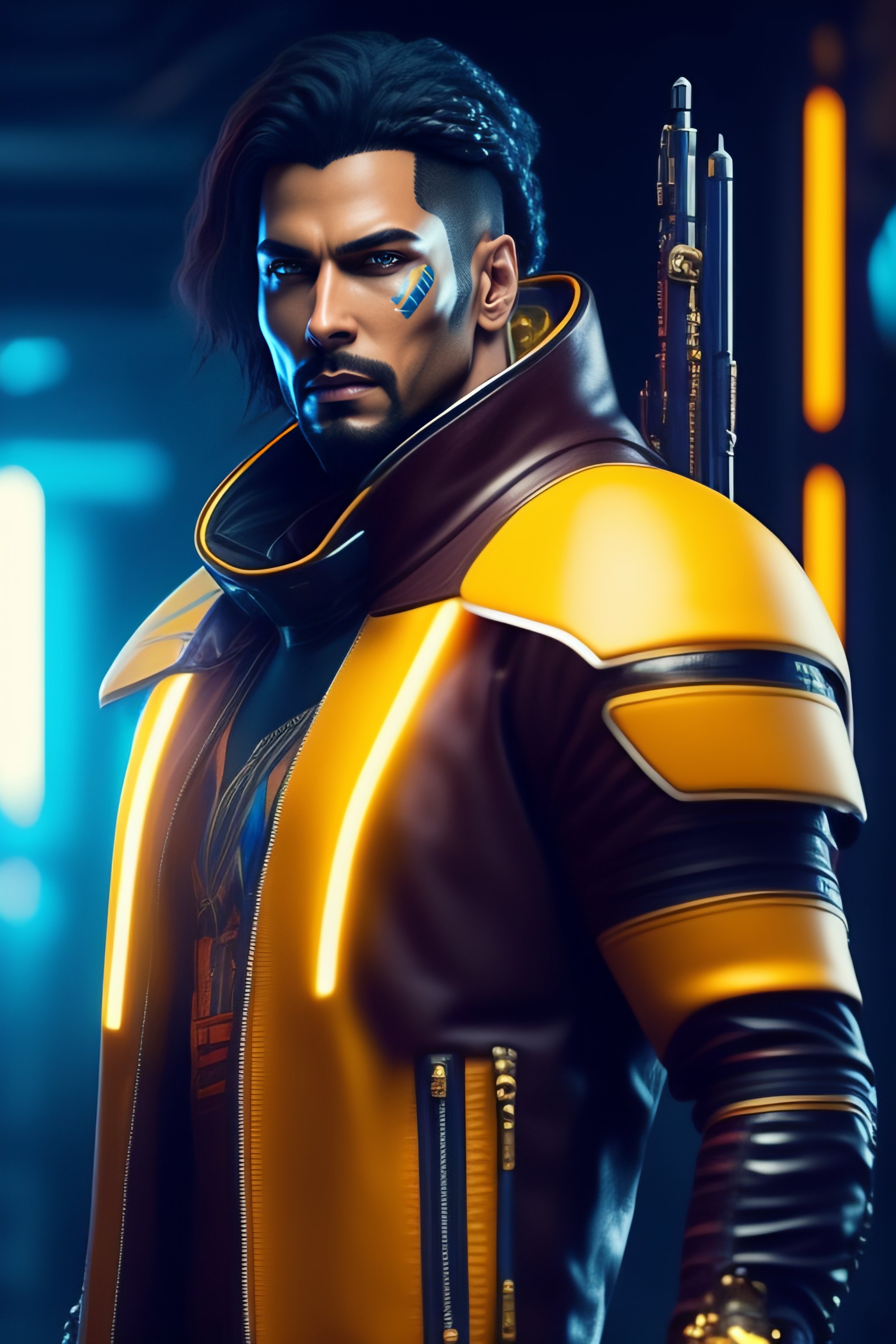 Lexica - Man Android cyberpunk 2077 dressed as a space cowboy from a ...