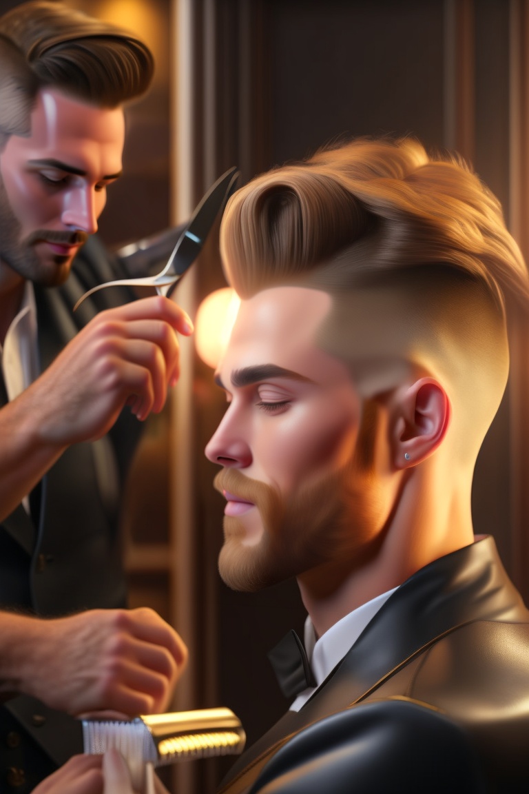Lexica - Male hairdresser in luxury place holding scissors and shaving ...