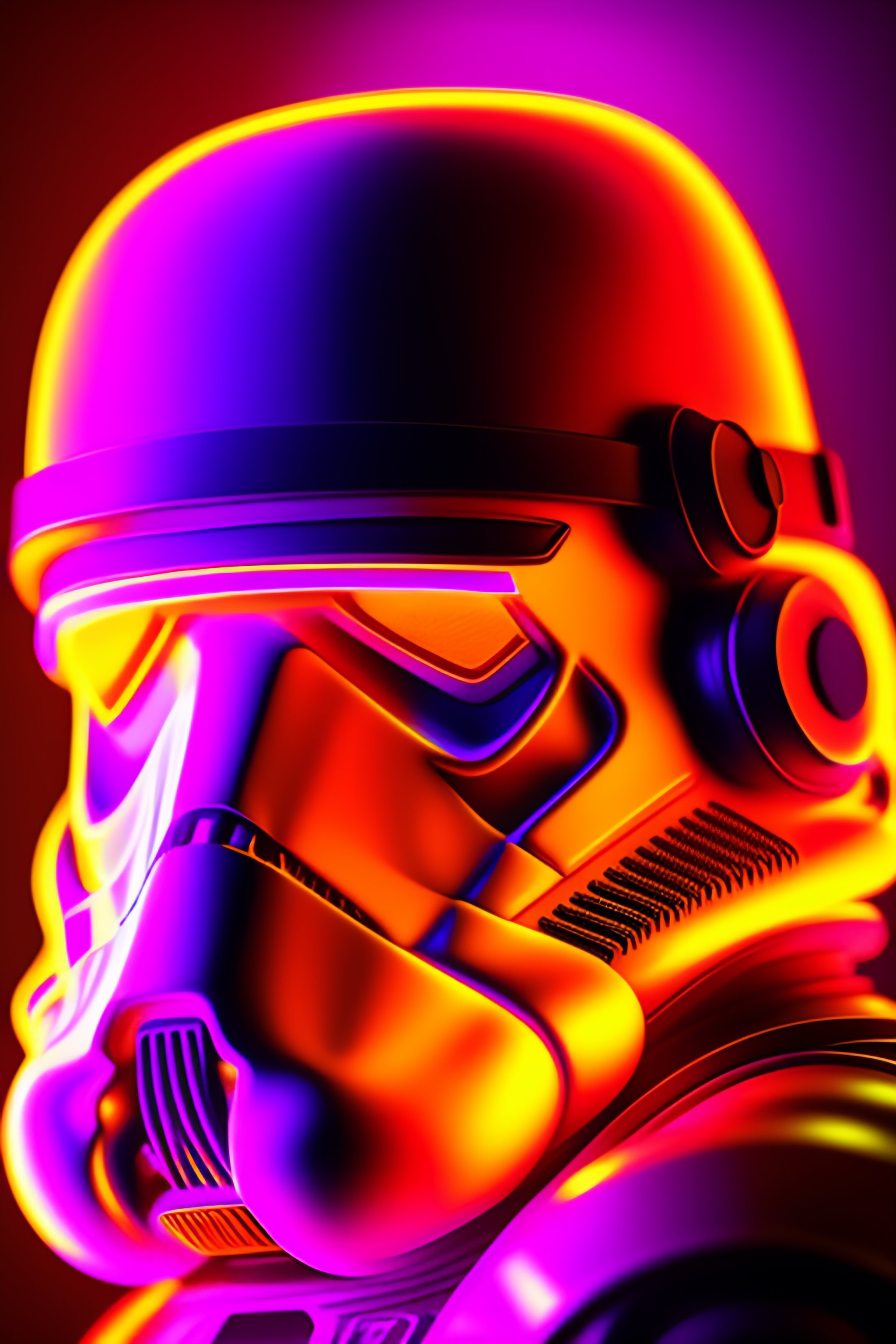 Lexica - Synthwave Portrait of a stormtrooper. Neon lights. C4d render