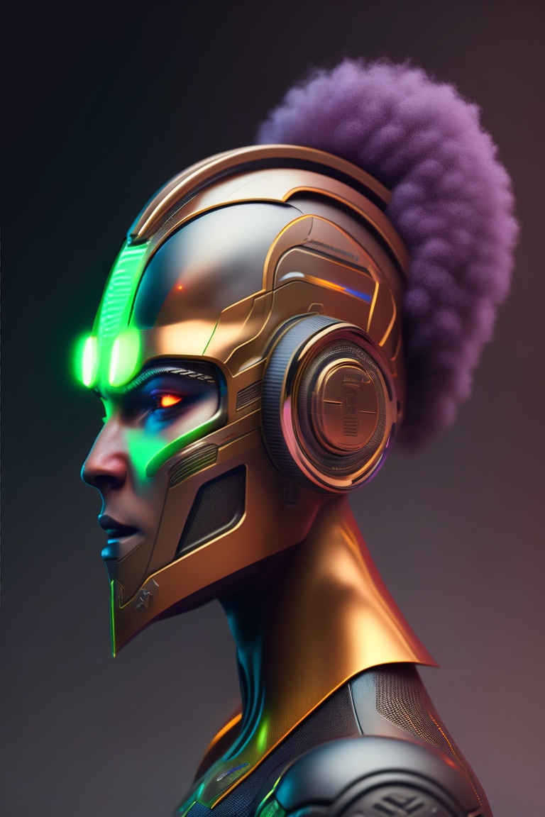 Lexica - A Cyborg-Alien Head, Futuristic Cyberpunk 3D Photorealistic