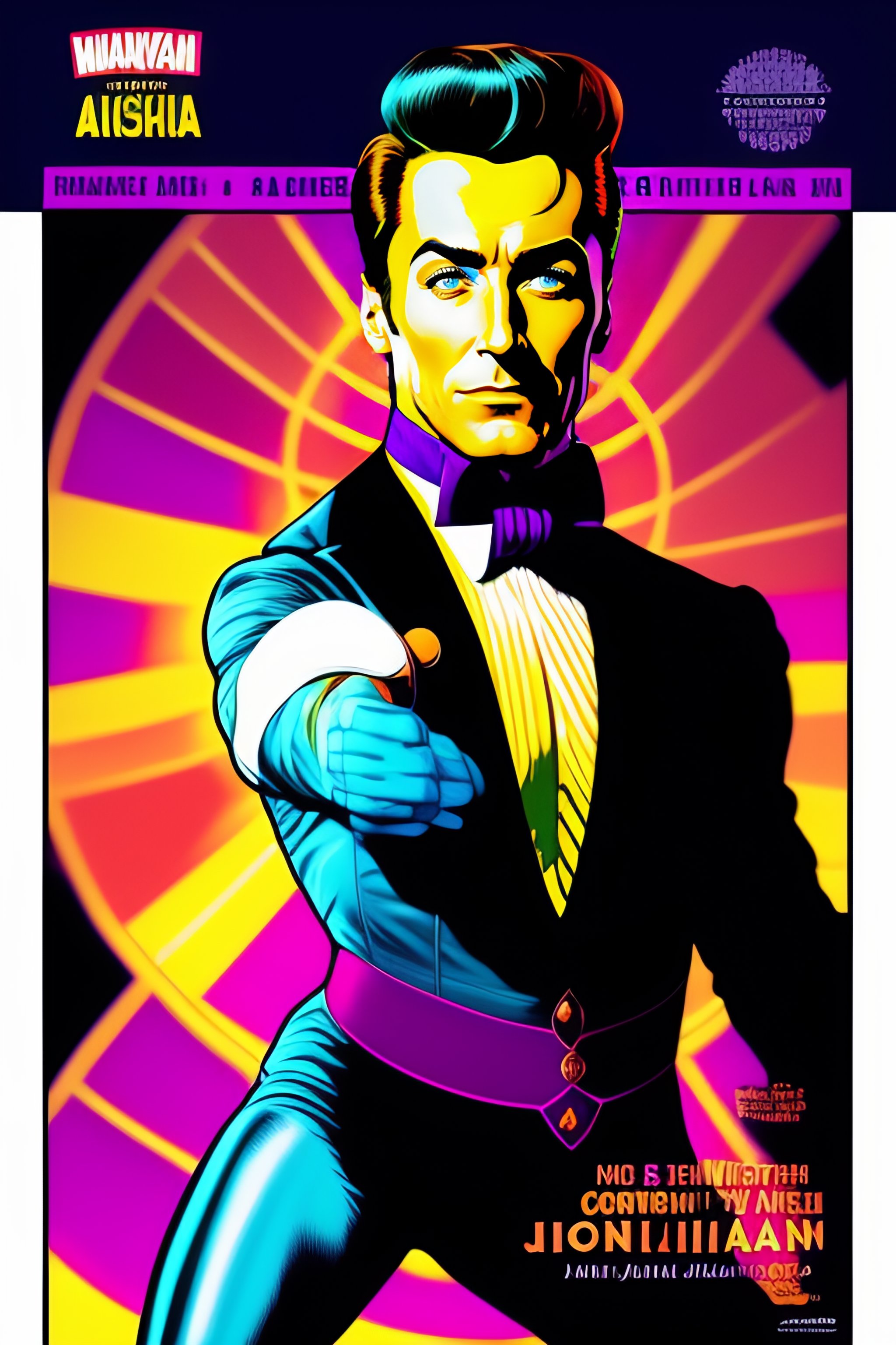 Lexica - Hugh Jackman as a 1960s circus ringleader comic art. Comic ...