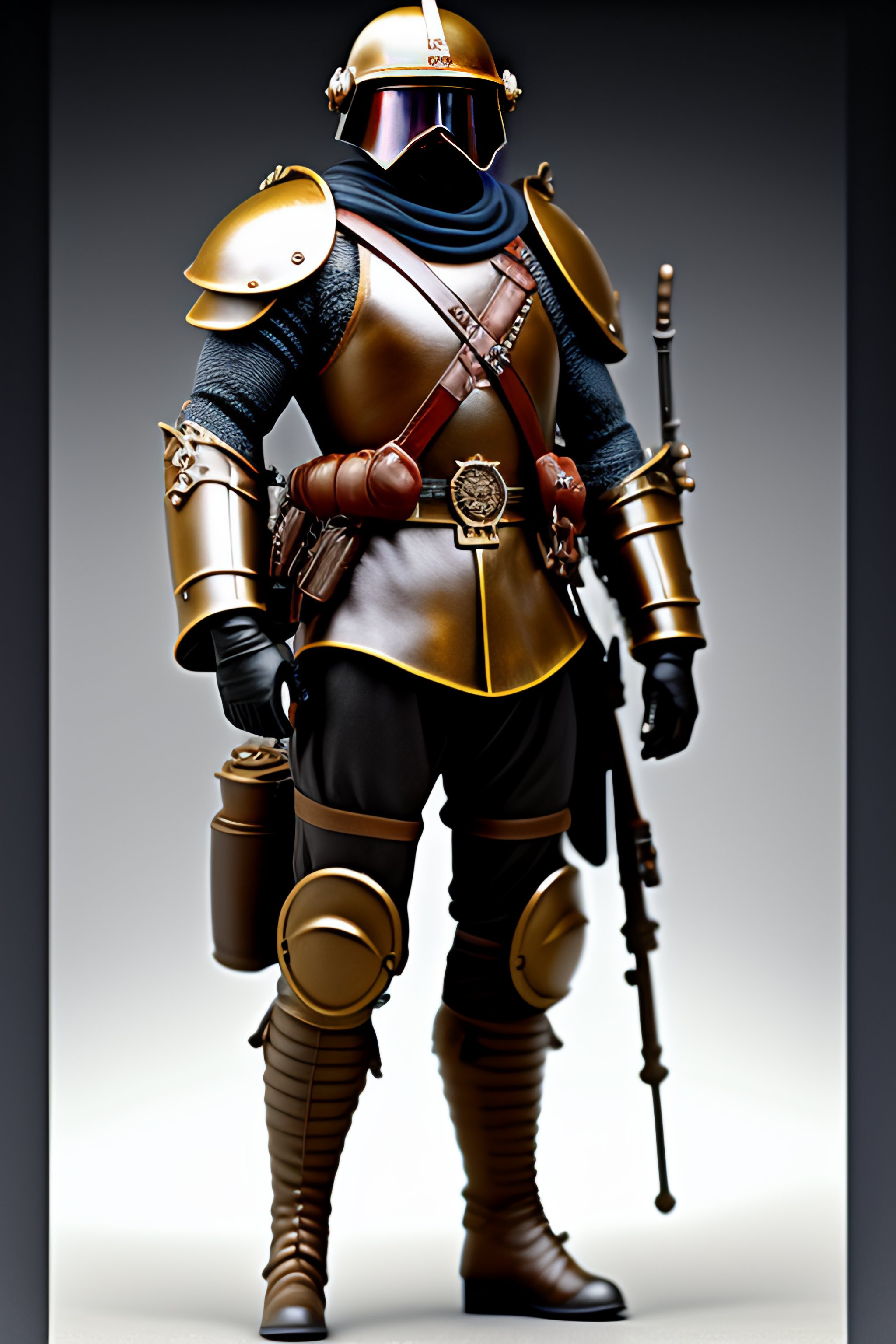 Lexica - Full-body portrait of a heavily armored WWI soldier holding an ...