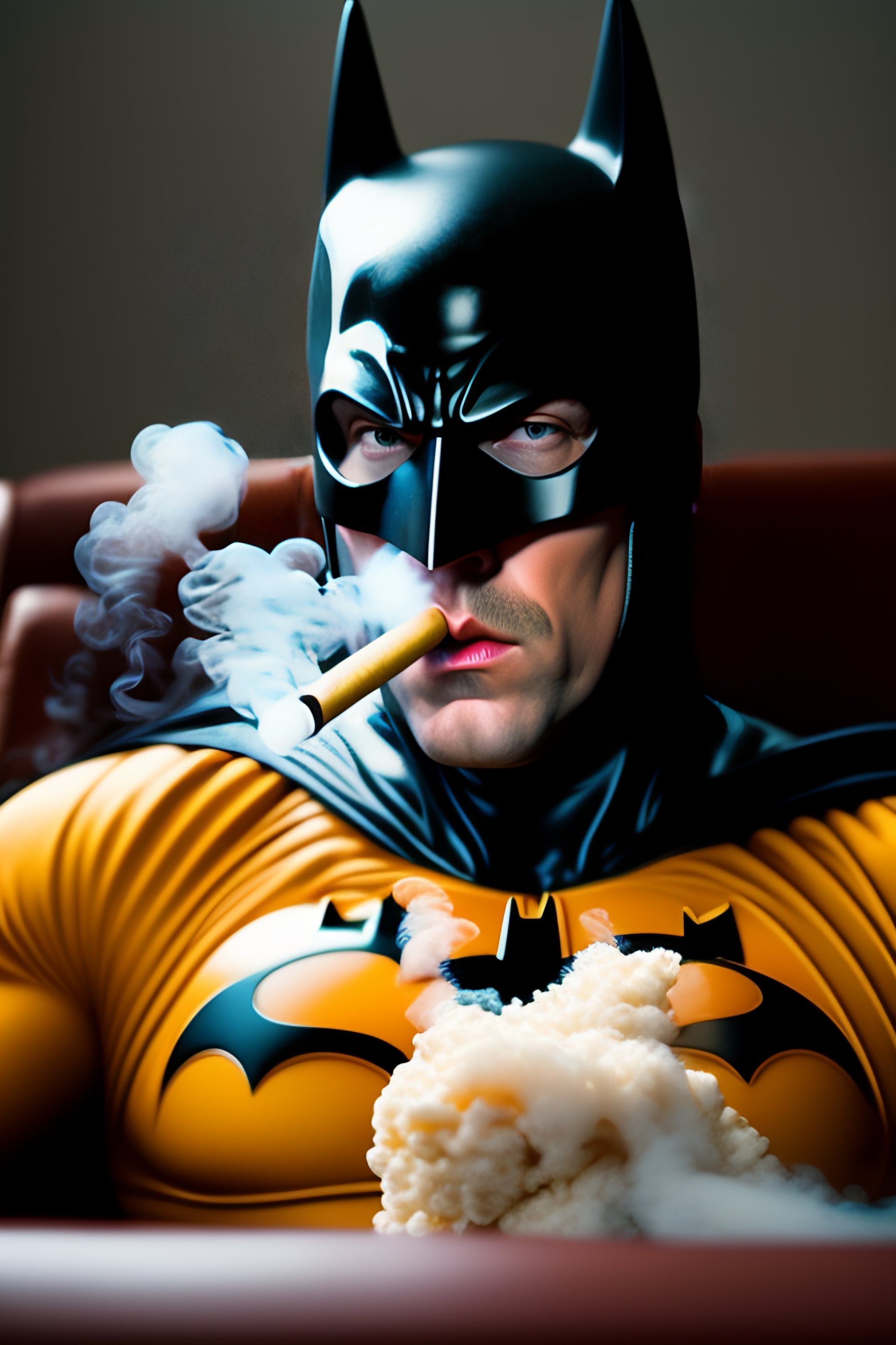 Lexica - Batman smoking on sofa