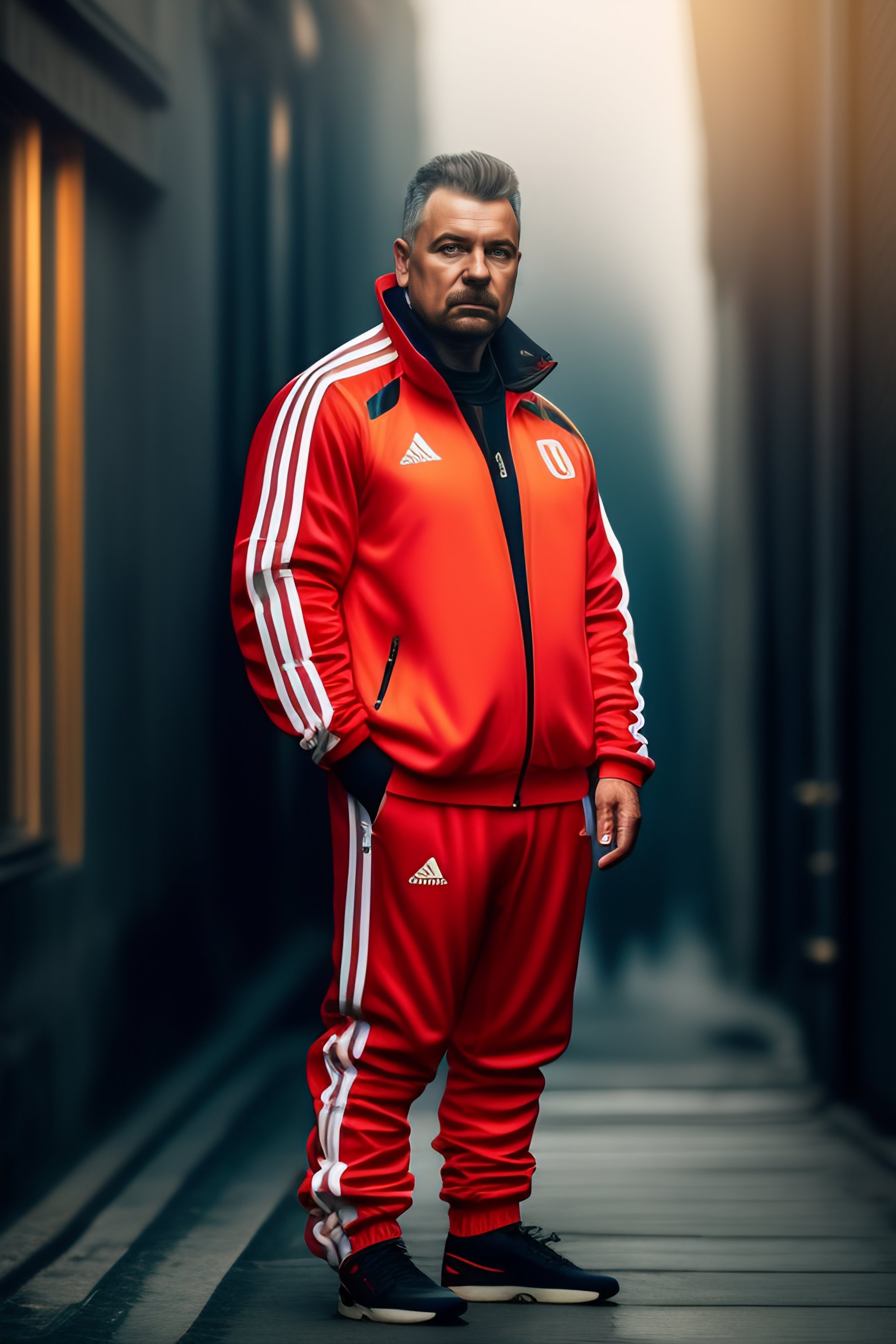 Lexica - Portrait of a short stout russian criminal with a funny tracksuit