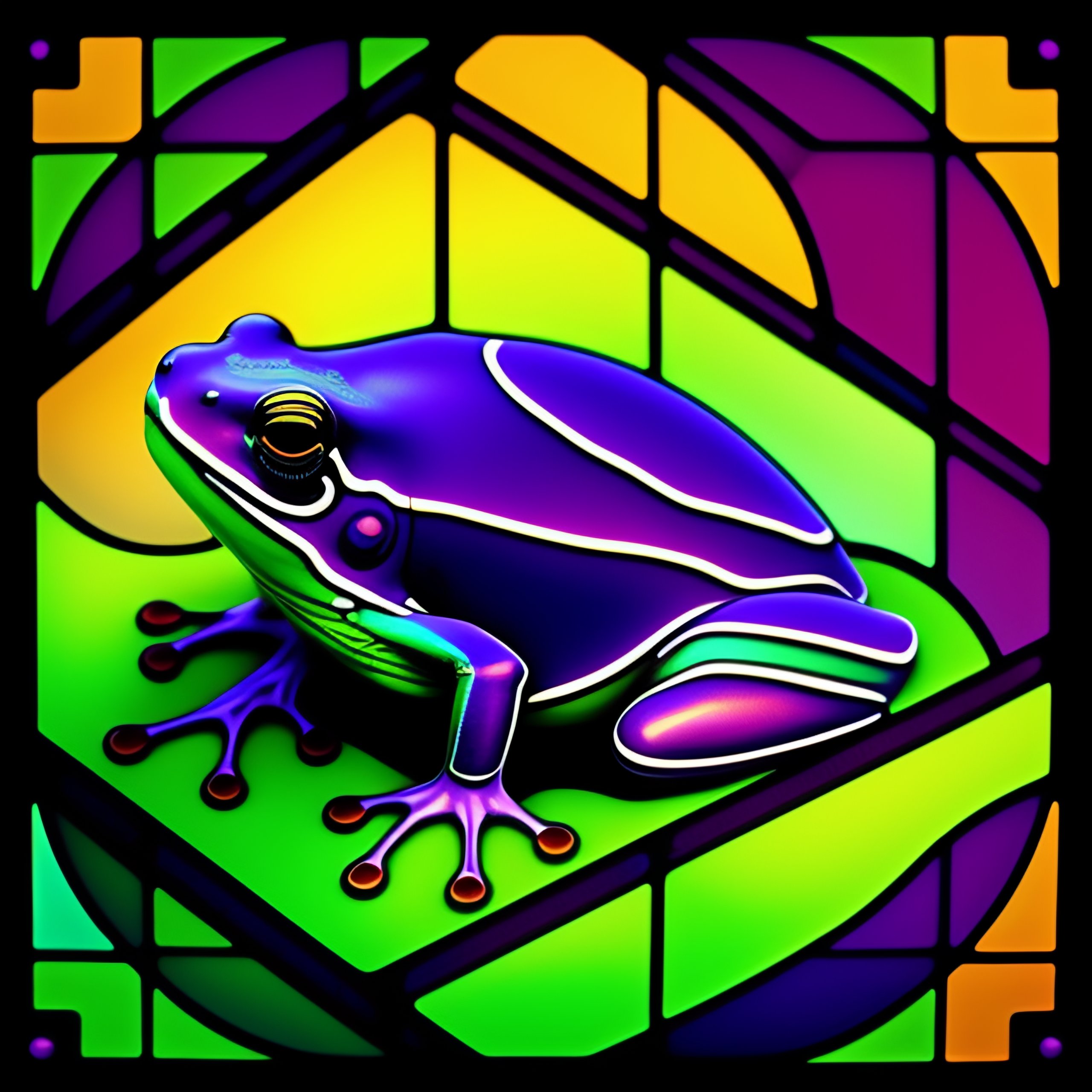 Lexica - Stained glass frog, geometric lines