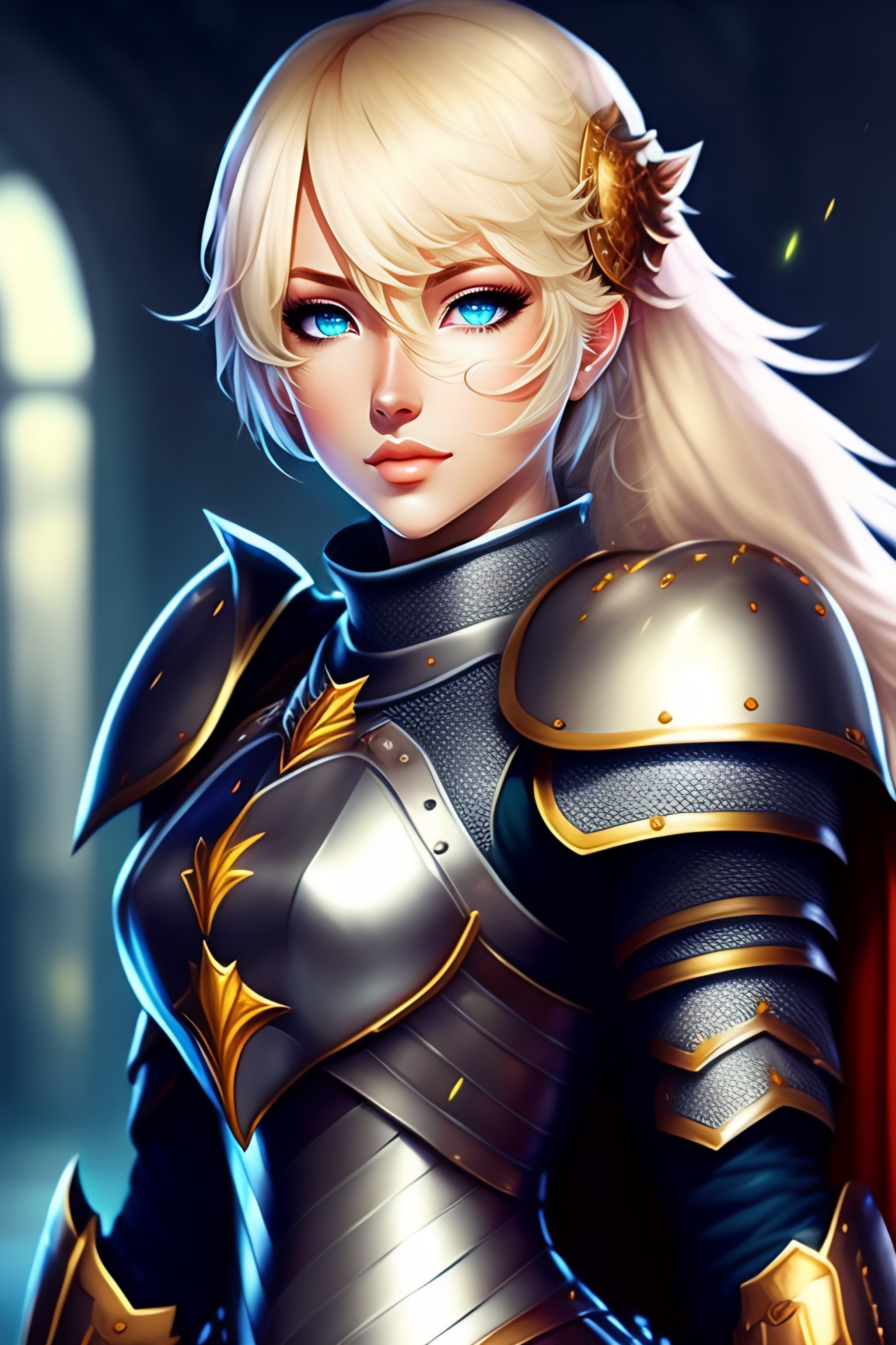 Lexica - Magical knight, plate armor, helmet, solo, {very short hair ...